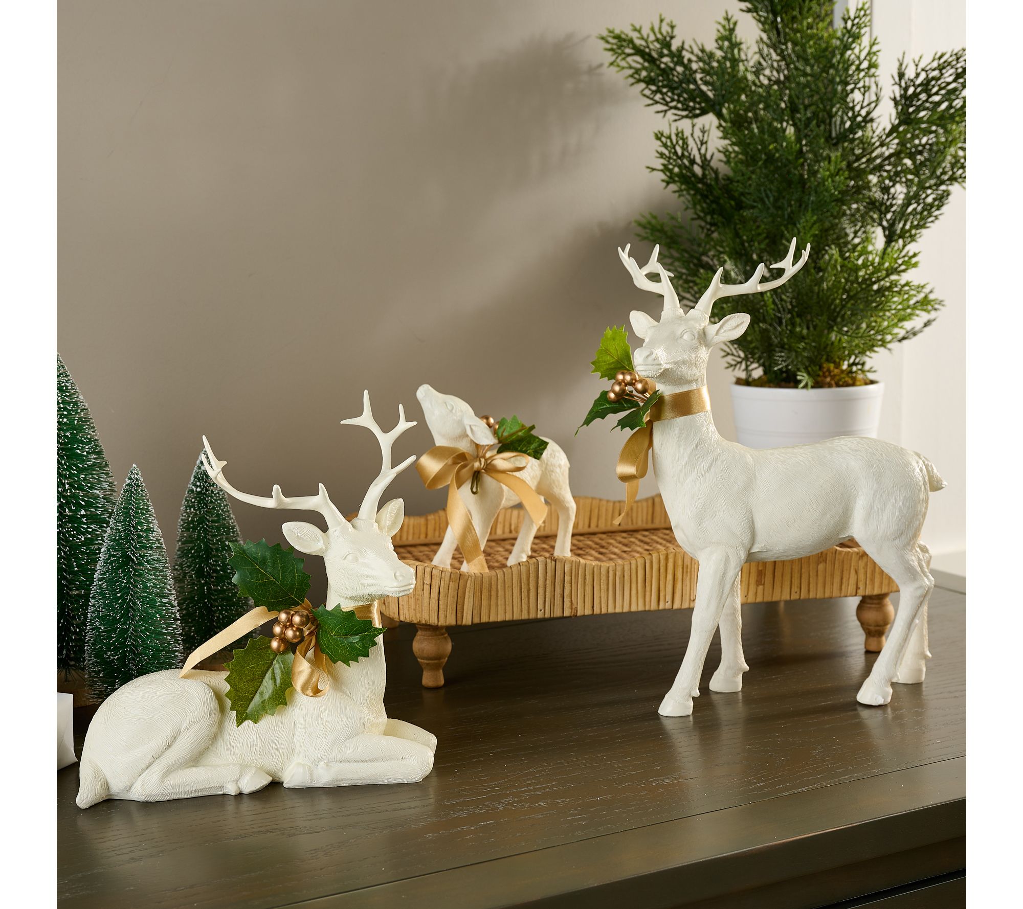 "As Is" Set of 3 Festive Tabletop Reindeer by Kim Gravel - QVC.com