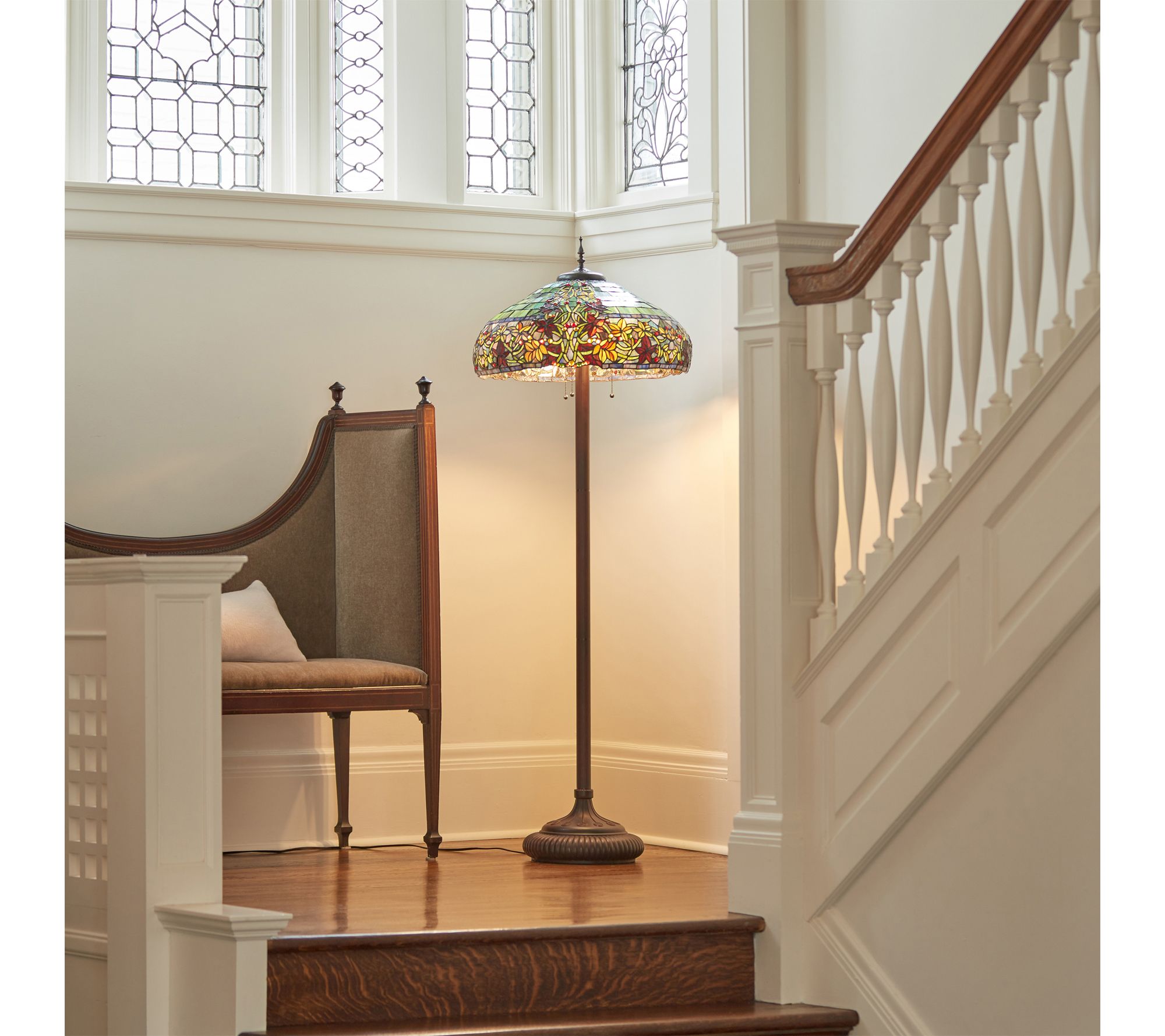 River of Goods 65" H Hampstead Stained Glass Flor Lamp - QVC.com