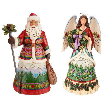 Jim Shore Heartwood Creek Mountain Santa or Evergreen Angel Figurine ...