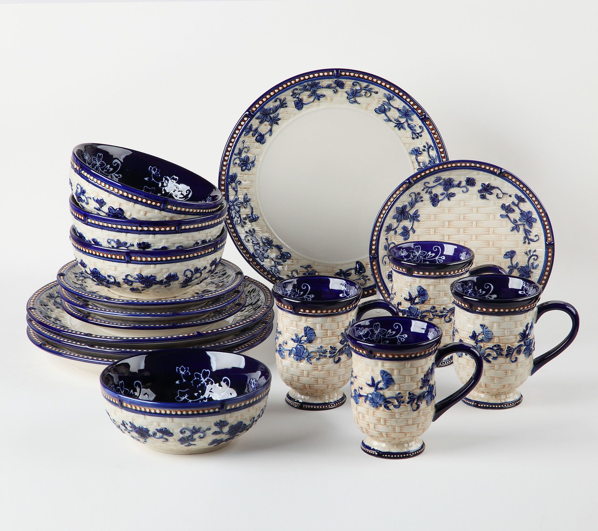 Temp-tations Basketweave Floral Lace 16-Piece Dinnerware Set - QVC.com