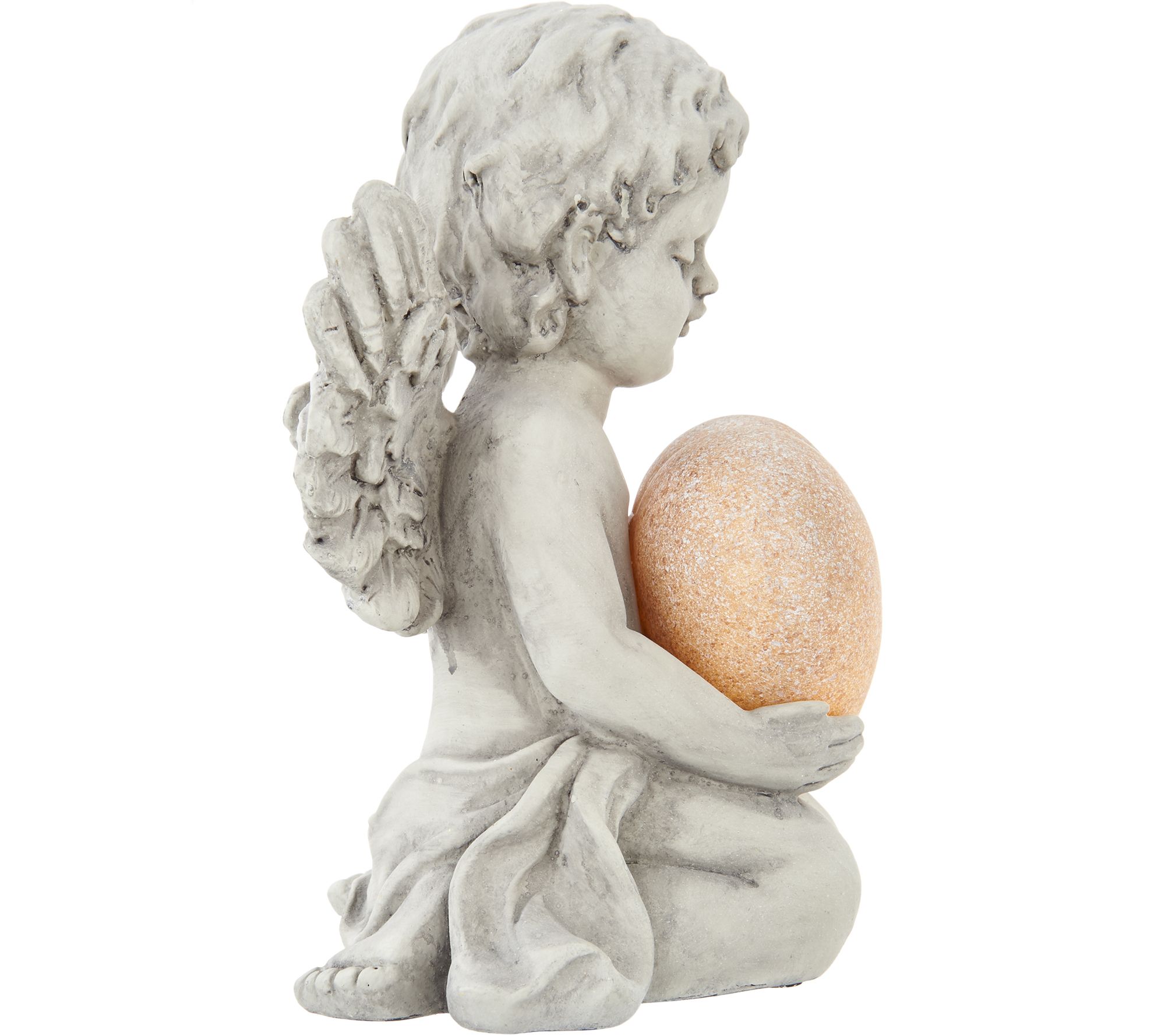 Sitting Cherub Figurine with Illuminated Heart by Valerie - QVC.com