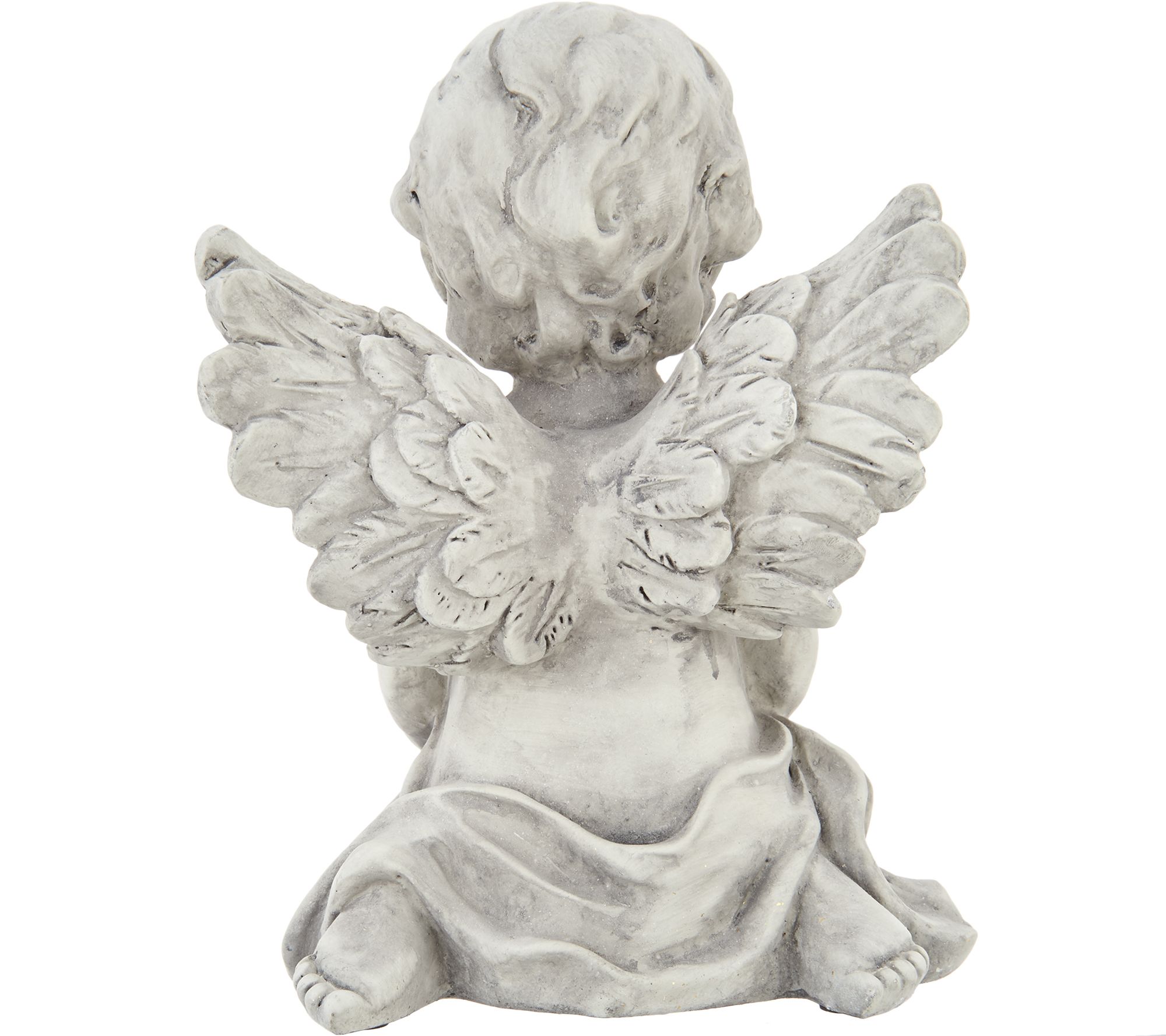 Sitting Cherub Figurine with Illuminated Heart by Valerie - QVC.com
