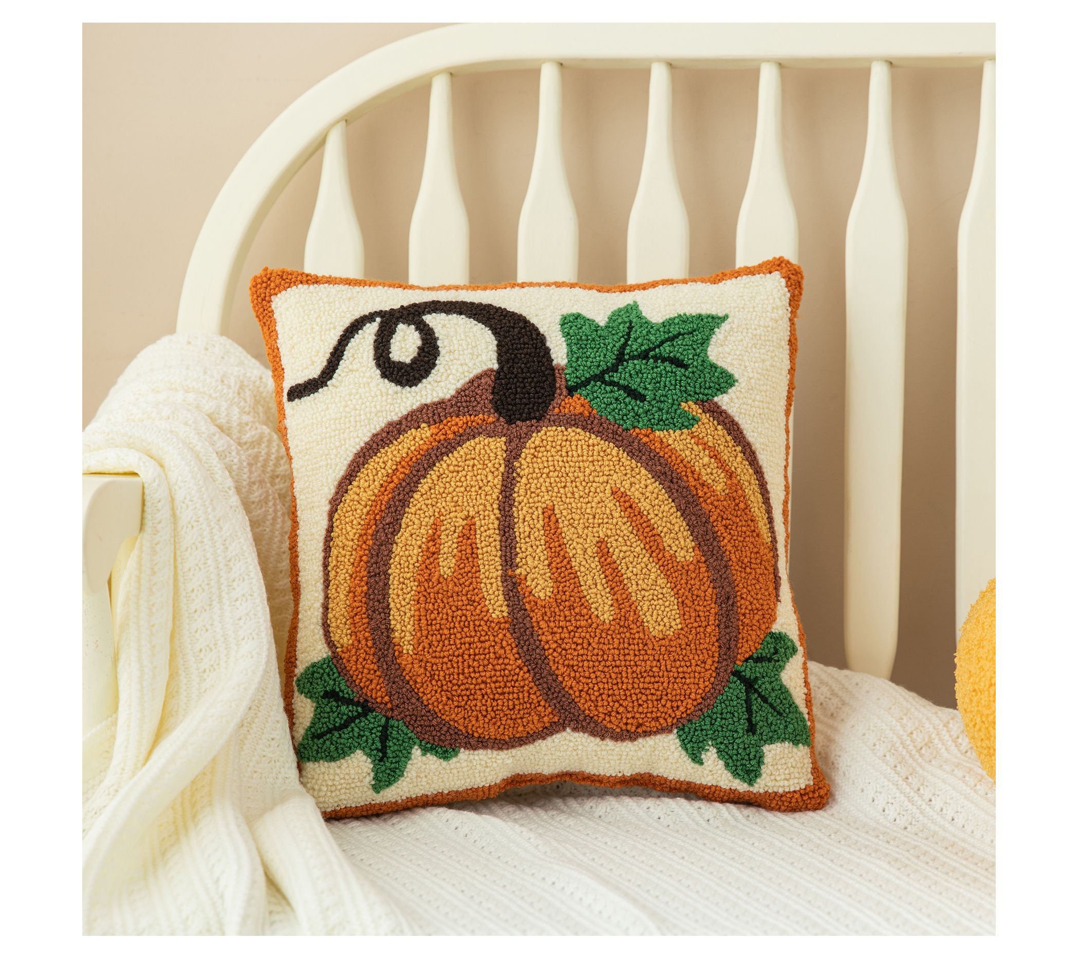 Glitzhome 14''H Fall Hooked Pillow - QVC.com