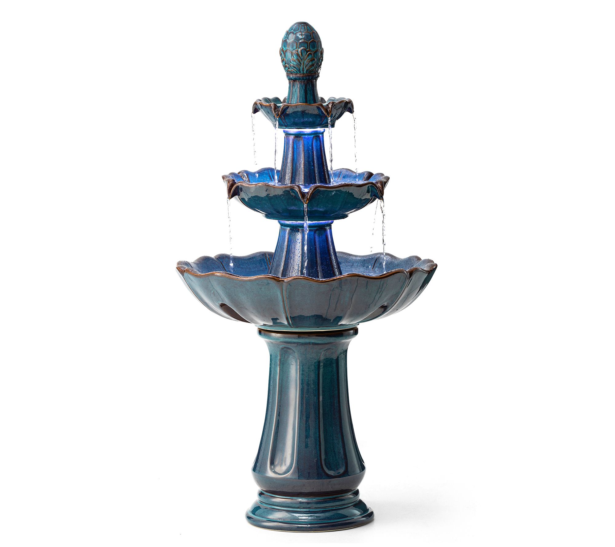 Glitzhome 45" LED Lighted 3-Tier Pedestal Outdoor Fountain - QVC.com