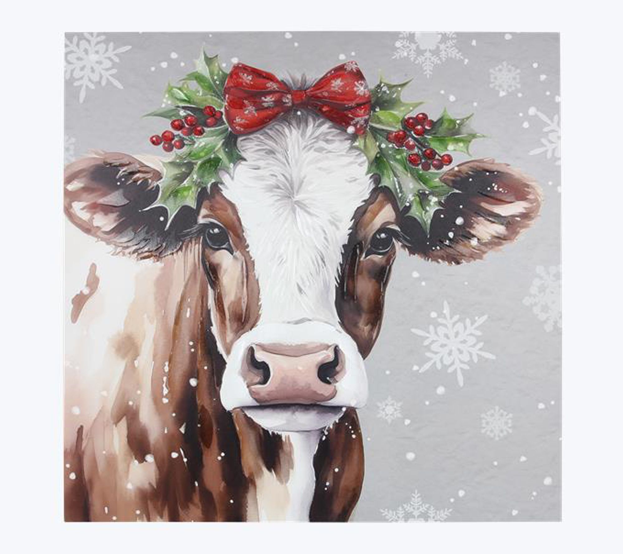 Young's Wood Box Country Cow Christmas Canvas Wall Art - QVC.com
