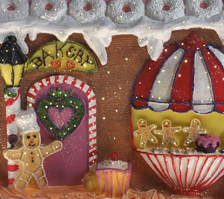 Fiber Optic Resin Gingerbread Bakery - QVC.com