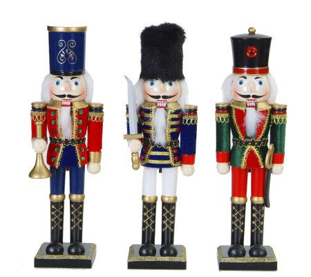 Set of Three 12" Wooden Nutcrackers by Sterling - QVC.com