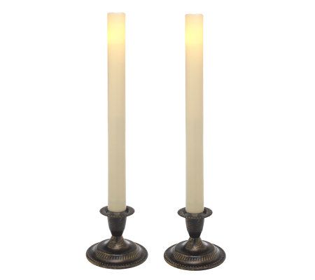 CandleImpressio S/2 9"Flameless Taper Candles with Timer with Bases ...