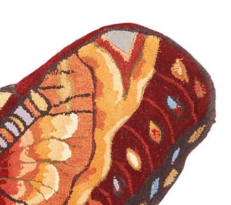 Royal Palace Bold Butterfly 3' x 4'9" Handmade Wool Rug - QVC.com