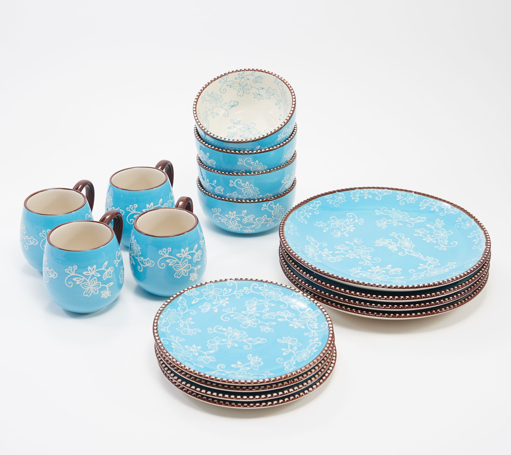  As Is Temp tations Floral Lace 16 Pc Essential Dinnerware Set QVC