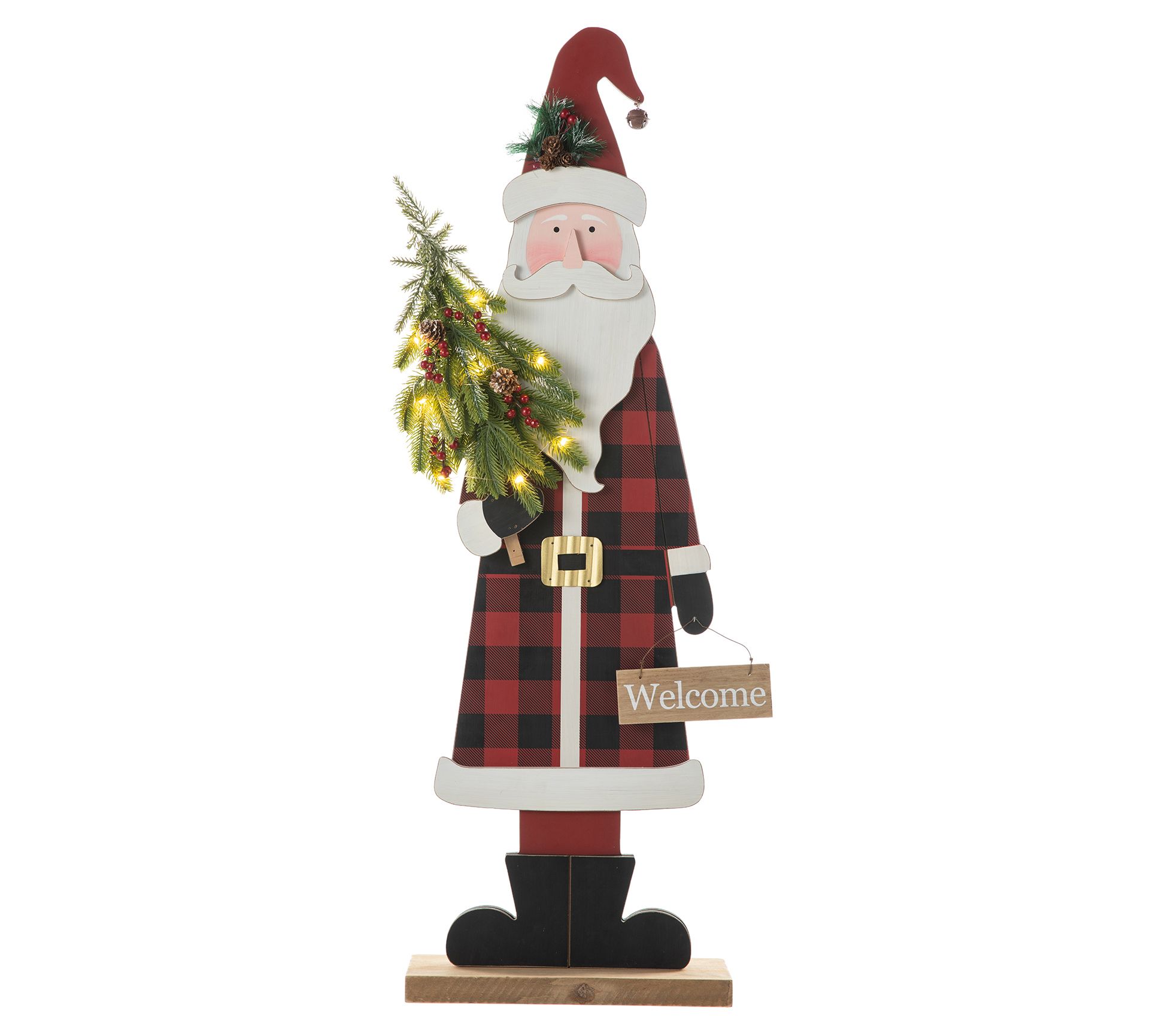 Glitzhome 36"H Lighted Wooden Santa Porch Decor - QVC.com