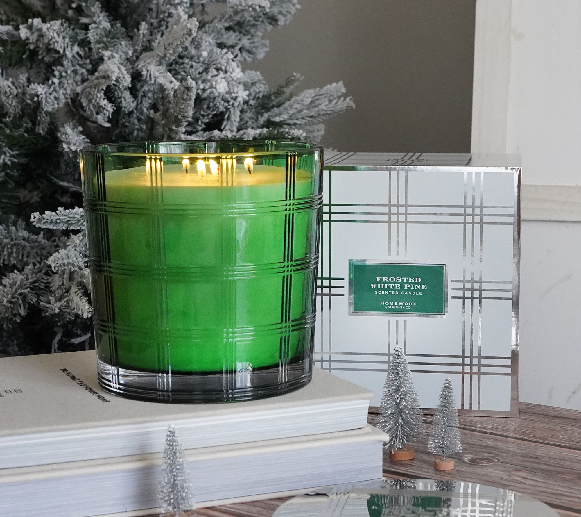 HomeWorx by Slatkin + Co. 80oz Frosted White Pine Candle w/Giftbo - QVC.com