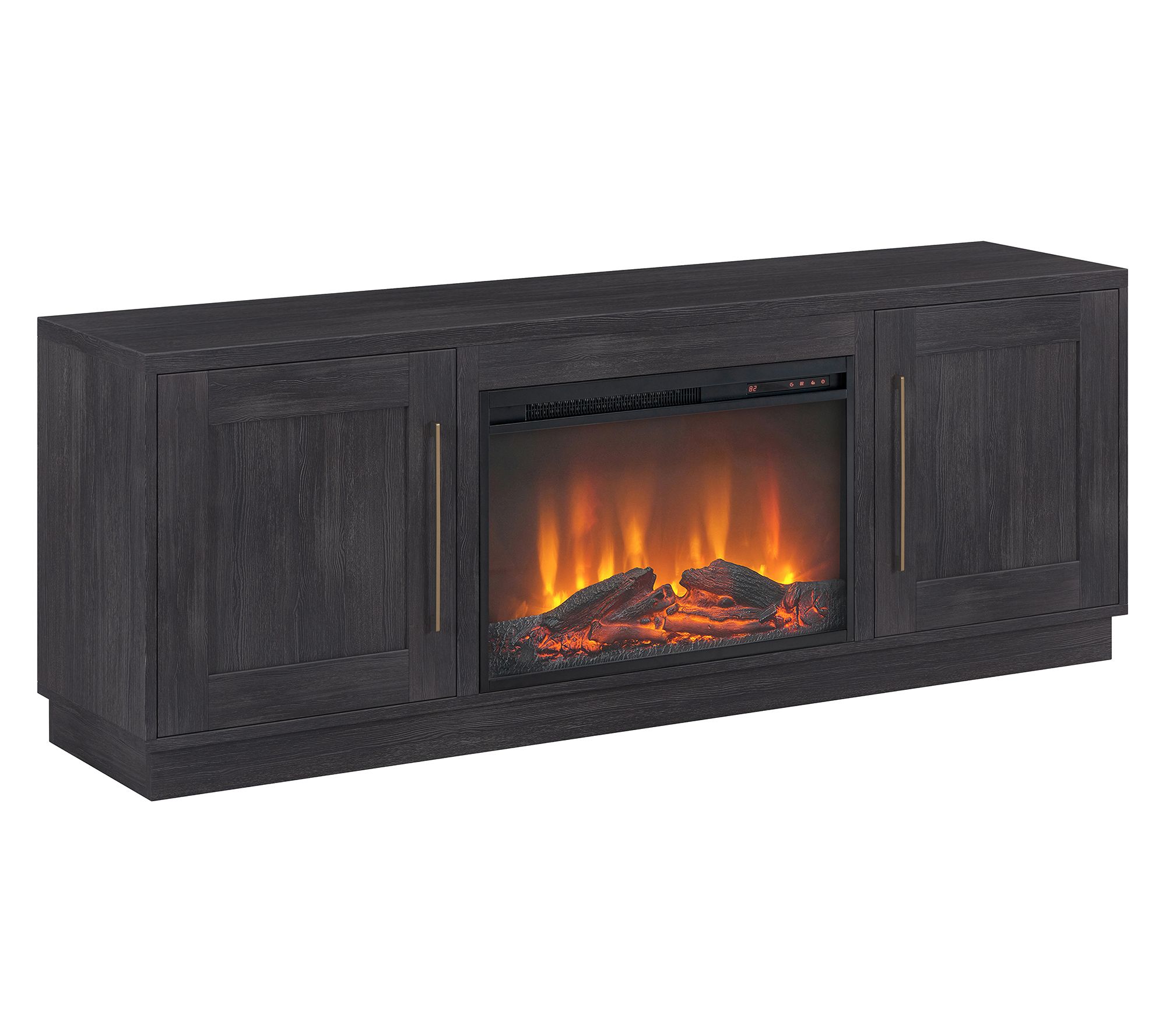 Hudson & Canal Tillman 75" TV Stand with Log Fireplace - QVC.com