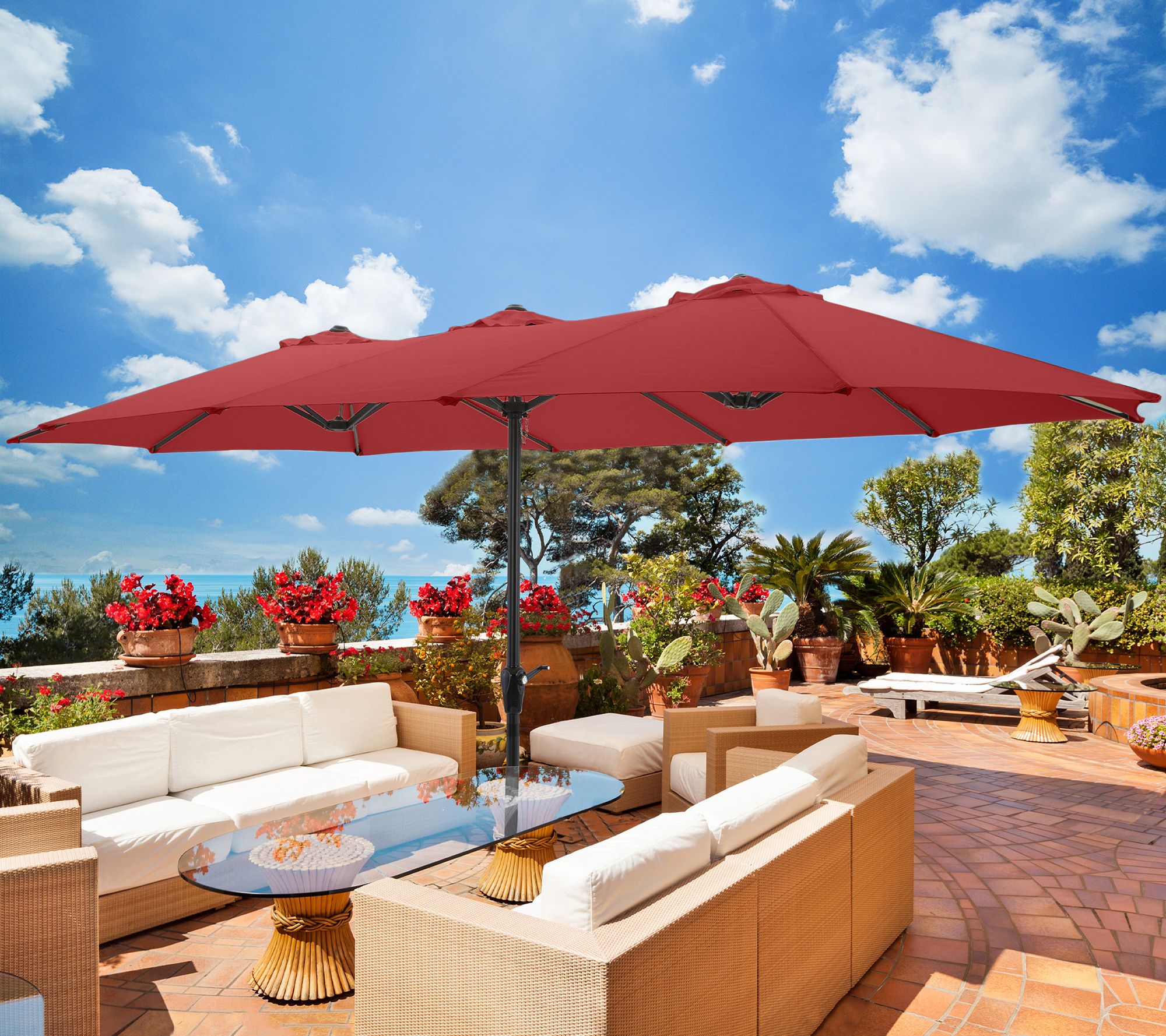 Pure Garden Extra Large Outdoor Umbrella 15 Ftouble Shade - QVC.com