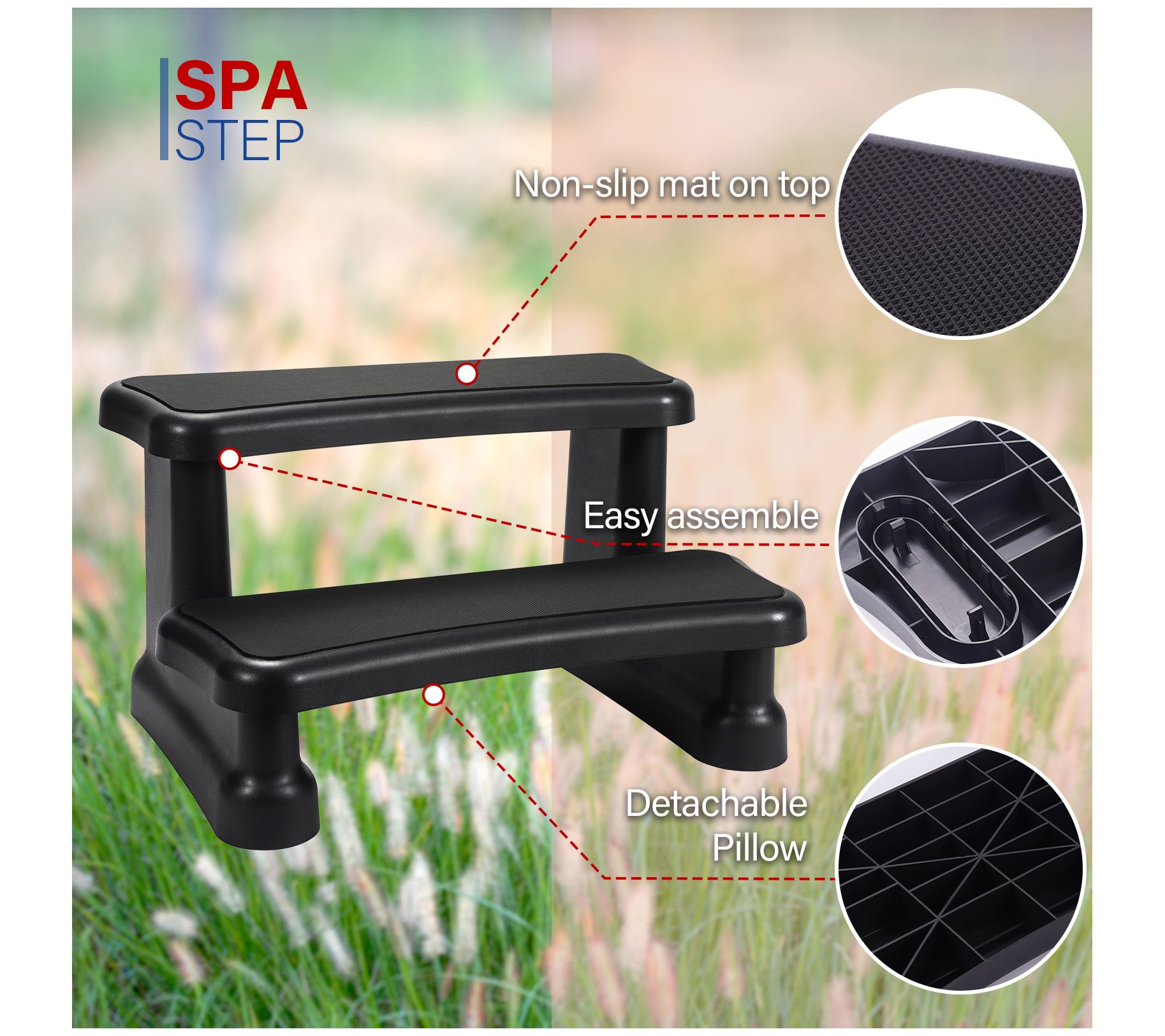Backyard Expressions Hot Tub Outdoor Steps-No Slip Grip-Black - QVC.com