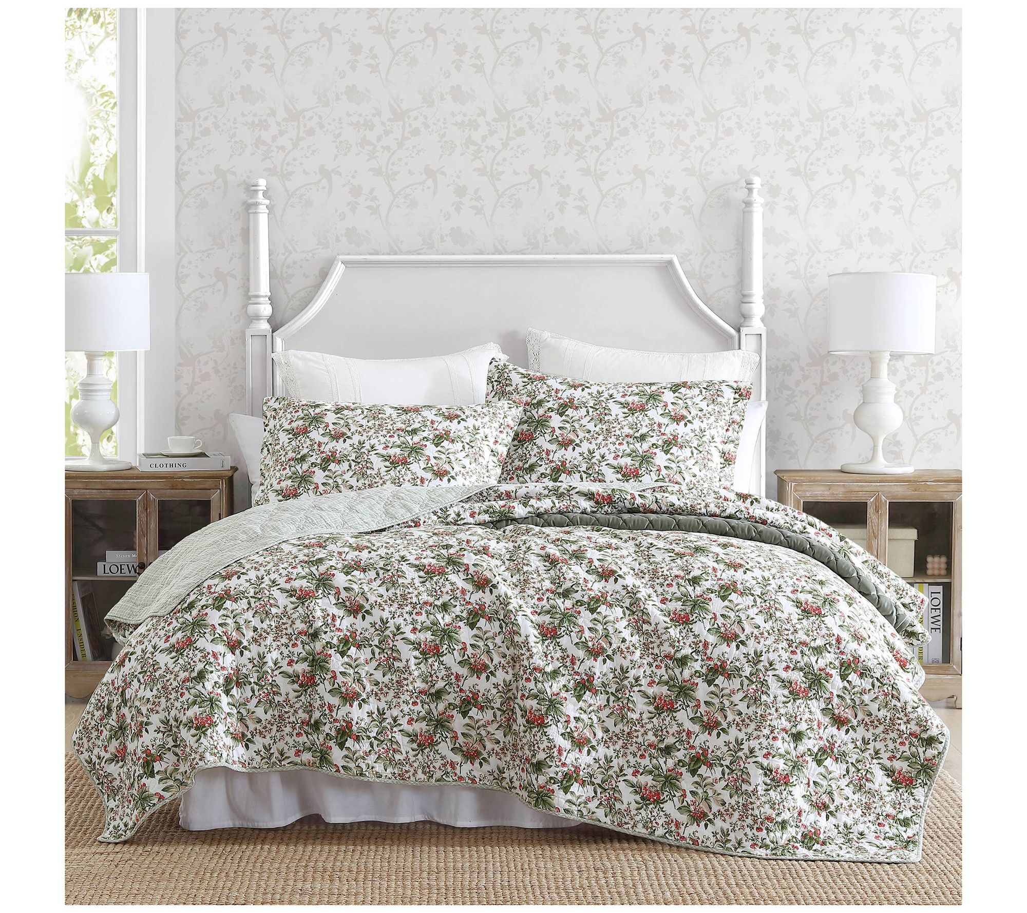 Laura Ashley Bramble Floral Twin Quilt Sham Set - QVC.com