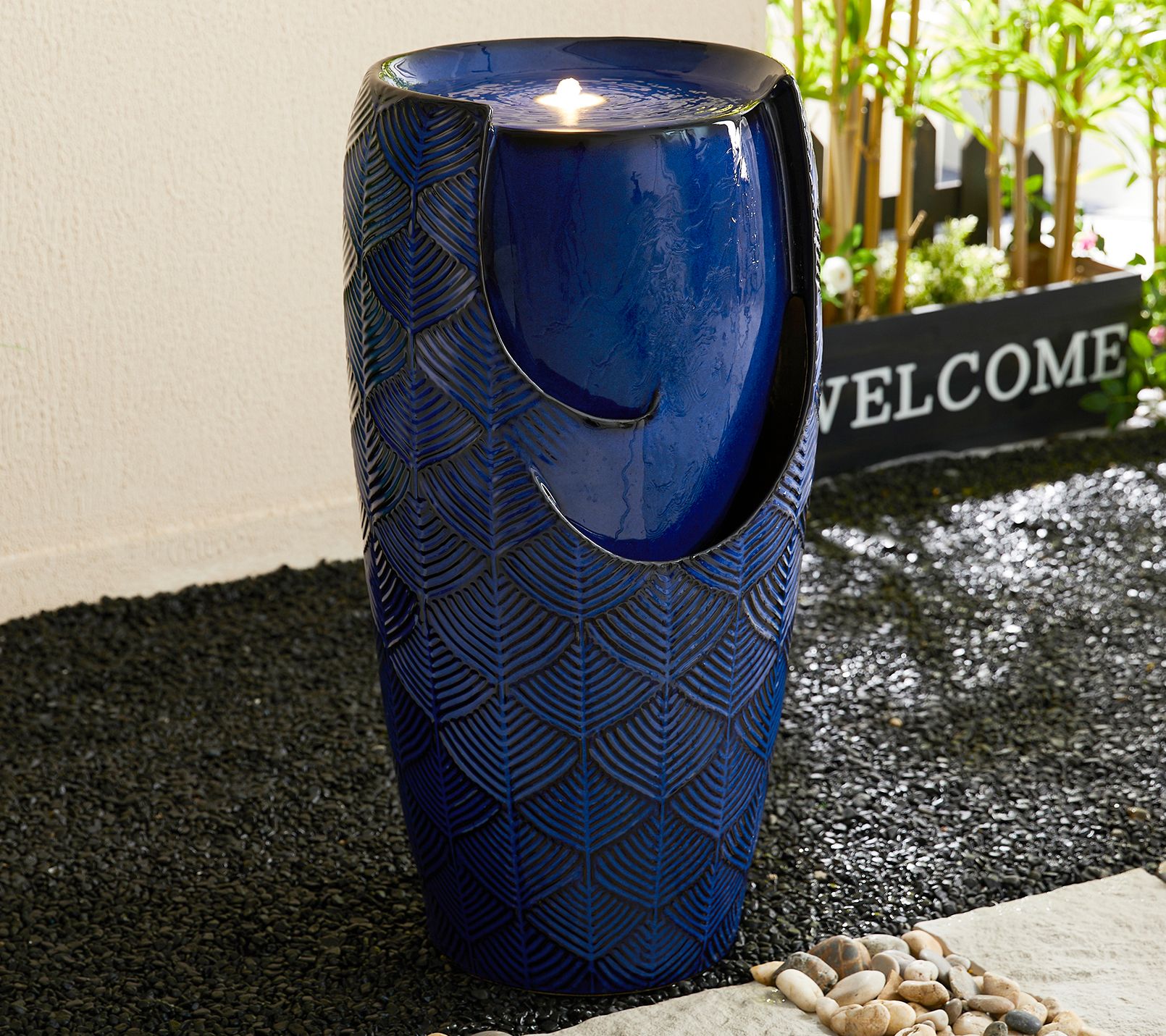 Glitzhome 29" LED Lighted Glazed Ceramic Outdoor Fountain - QVC.com