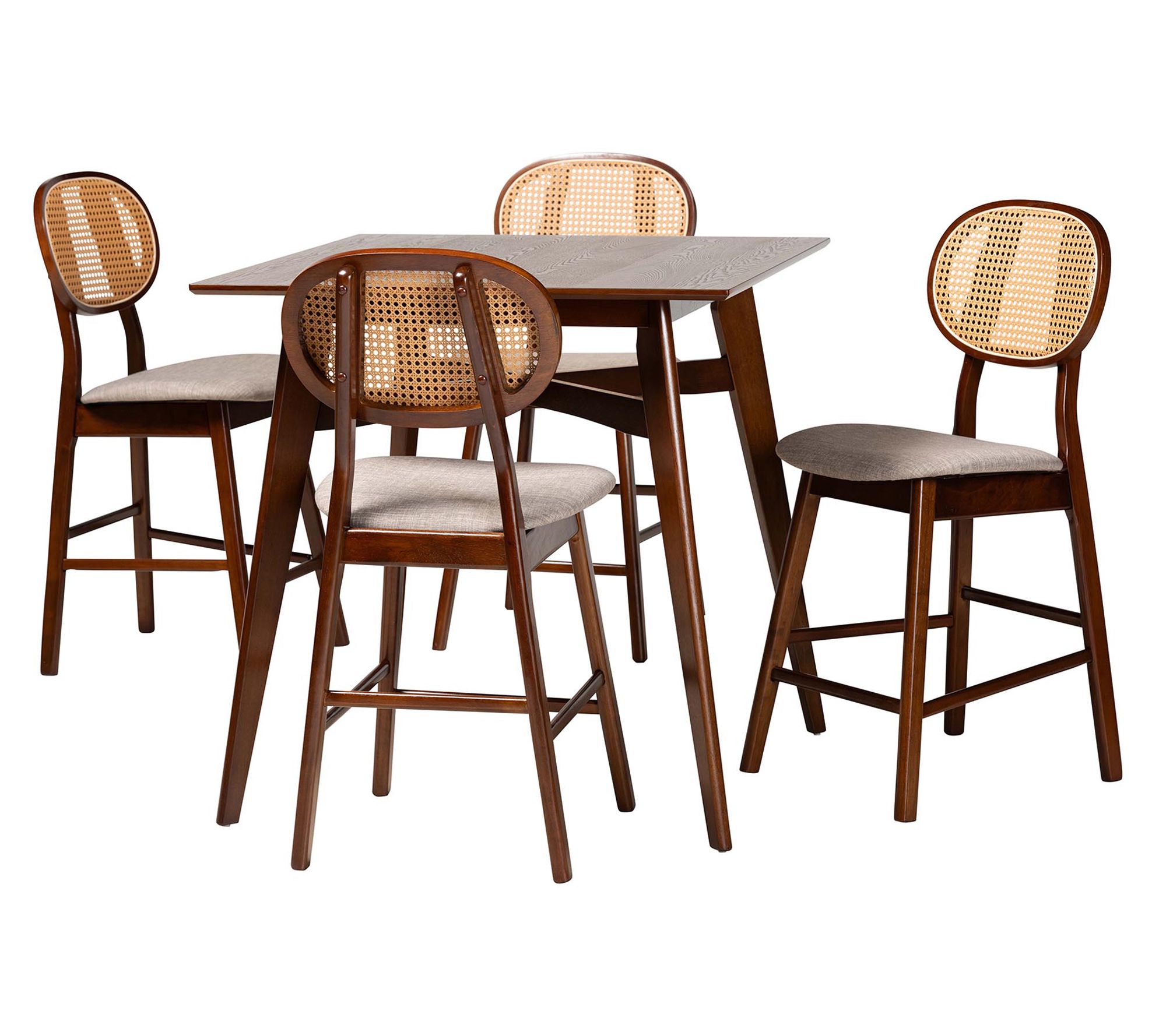 Baxton Studio Darrion Grey Fabric and Wood 5-Piece Pub Set - QVC.com