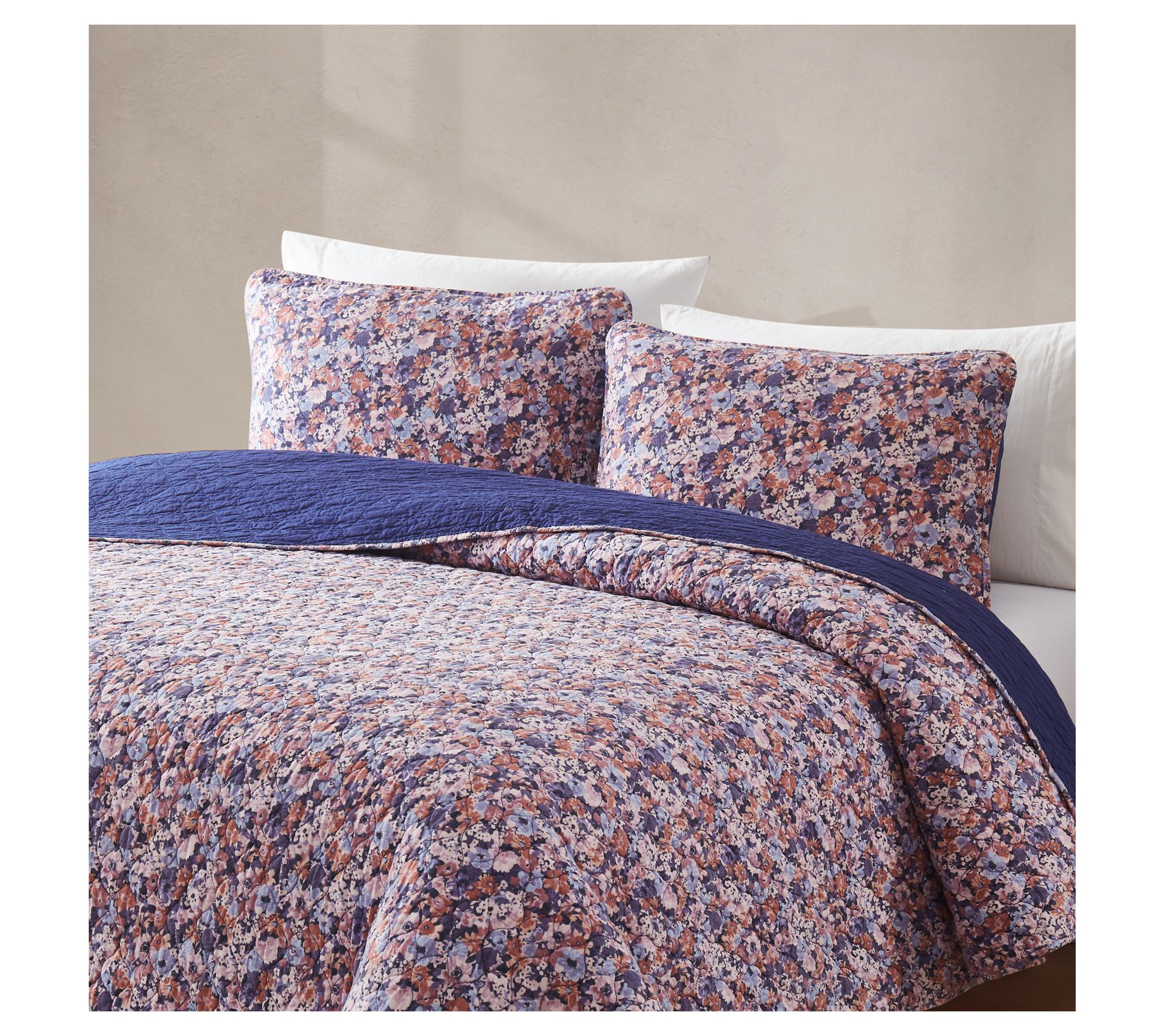 Lush Decor Alicia Camo Floral Cotton Quilt Setull/Queen - QVC.com