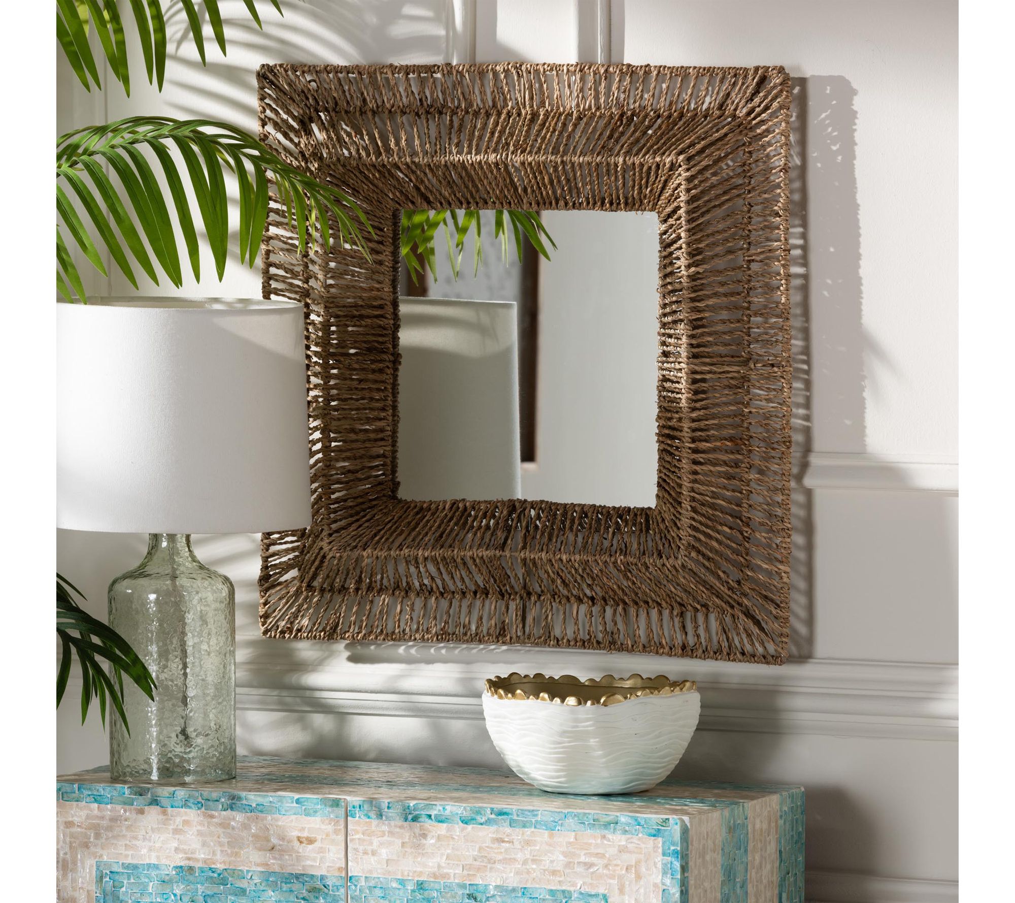 bali & pari Collice Metal Natural Seagrass WallAccent Mirror - QVC.com