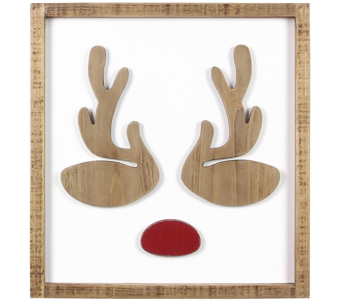 Young's Winter Whimsy Wood Rudolph Wall Sign - QVC.com