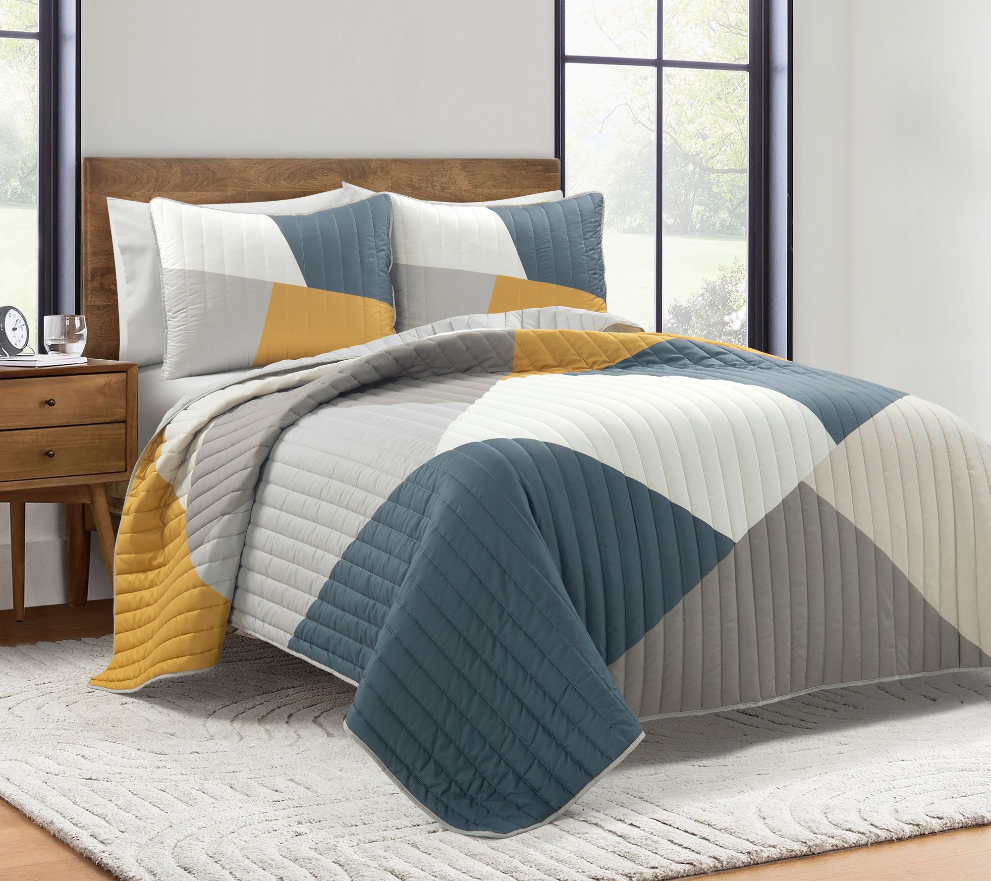 Lush Decor Modern Color Block Quilt 3pc Set- F/Q - QVC.com
