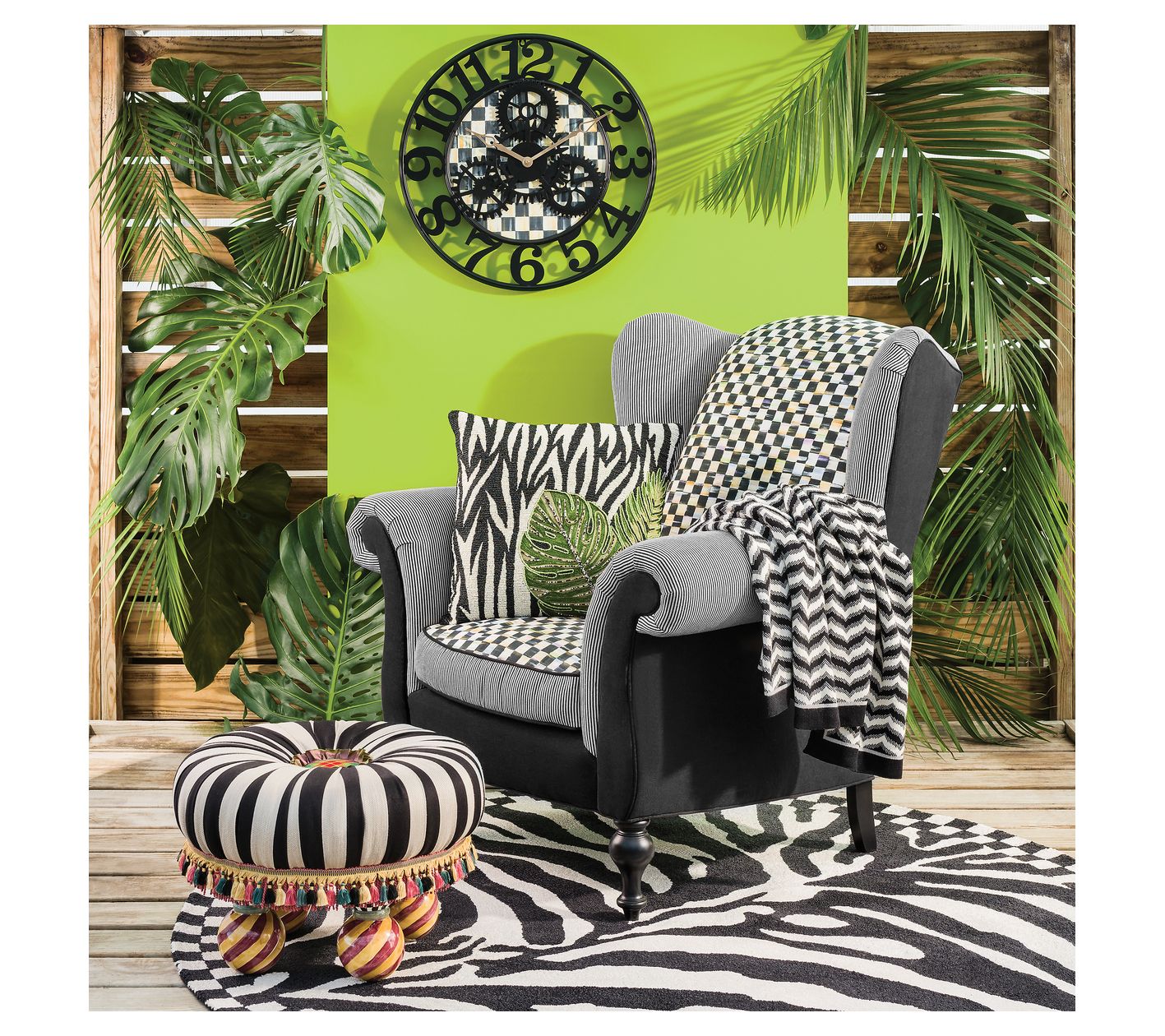 MacKenzie-Childs Courtly Check Small Farmhouse Wall Clock - QVC.com