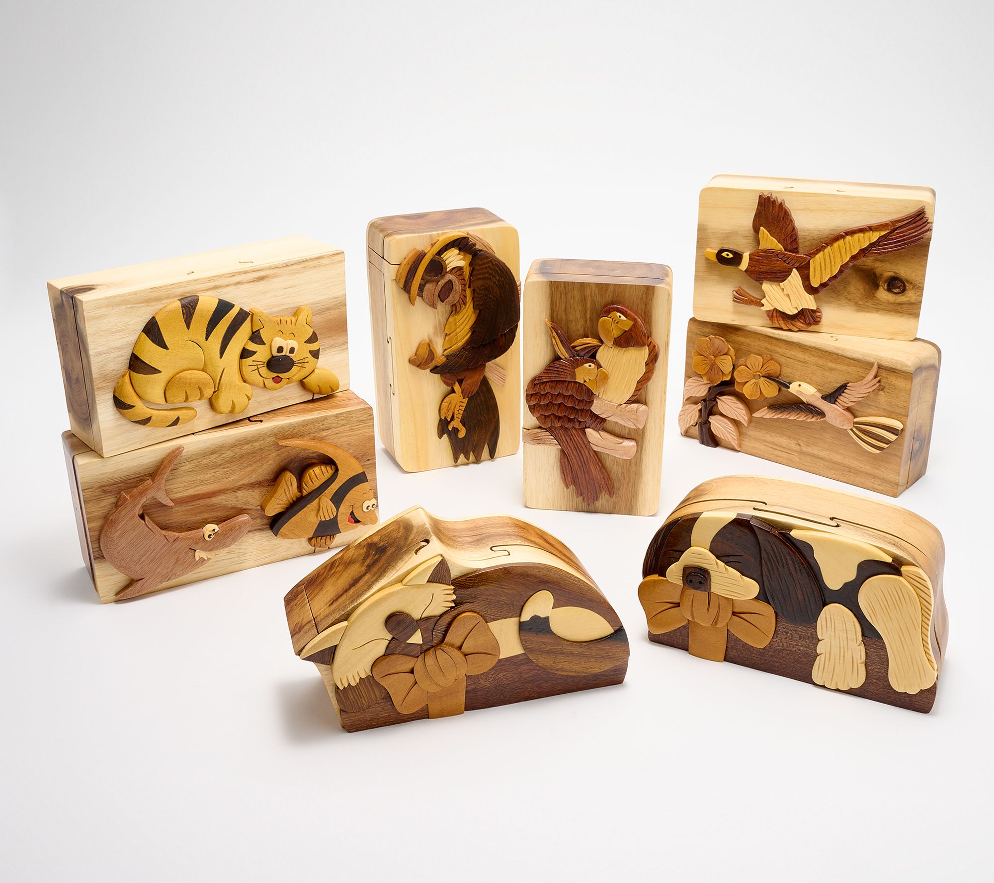 Carver Dan's Handcrafted Animal Design Puzzle Box - QVC.com