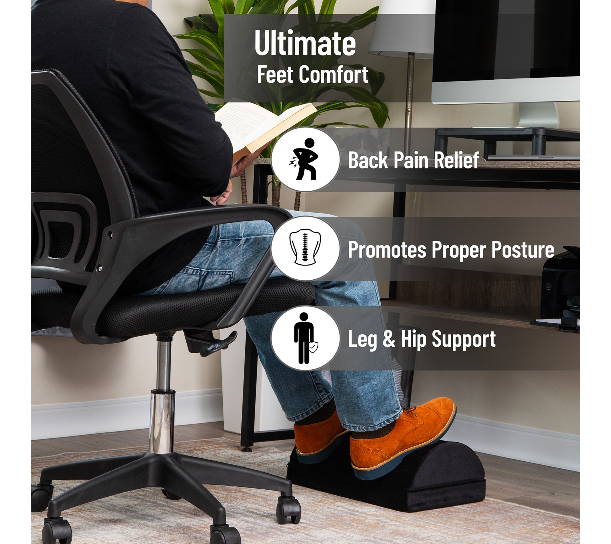 Mind Reader Air -Cloud Memory F oam Footrest, B lack - QVC.com