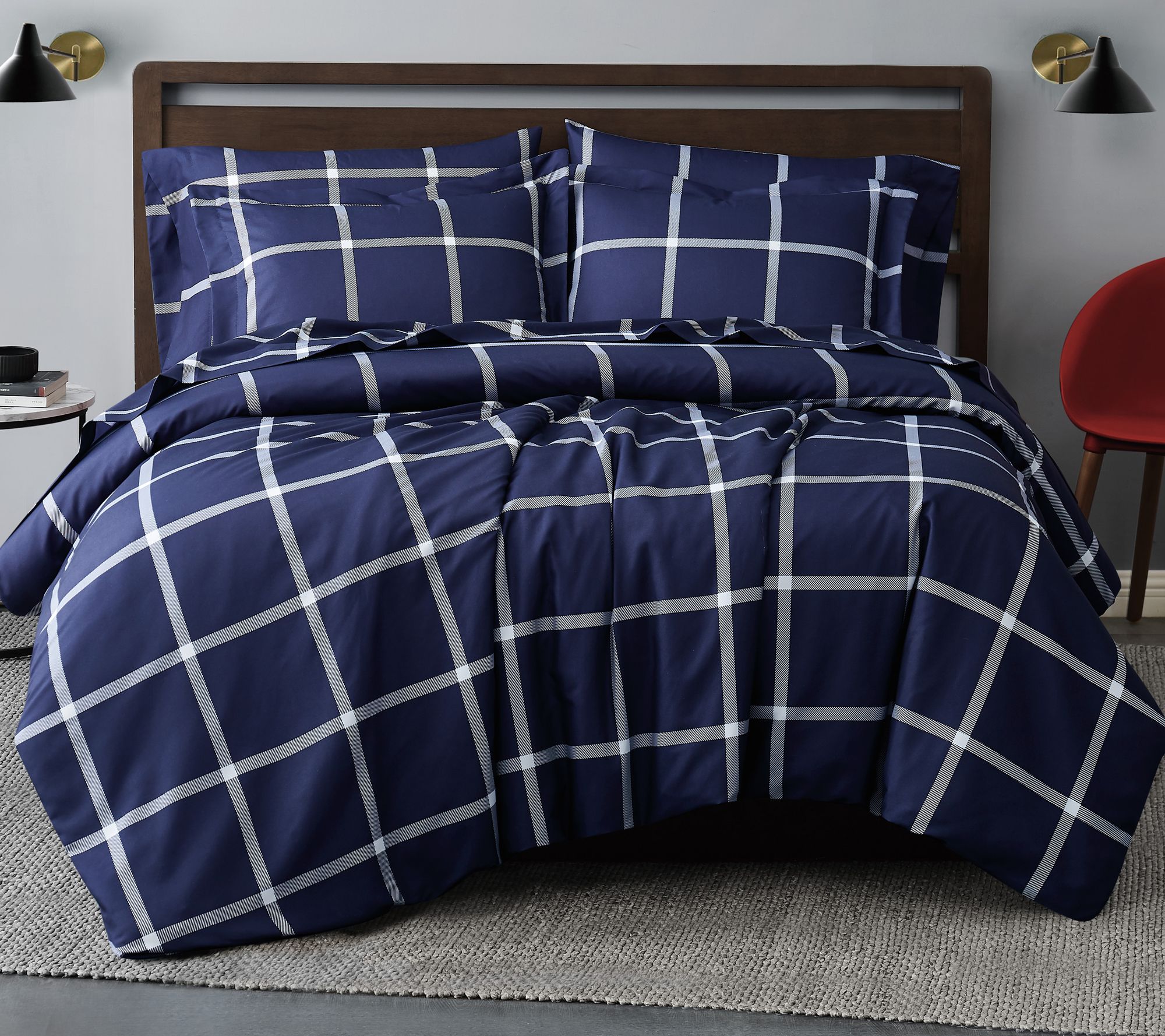 Truly Soft Printed Windowpane King Comforter - QVC.com