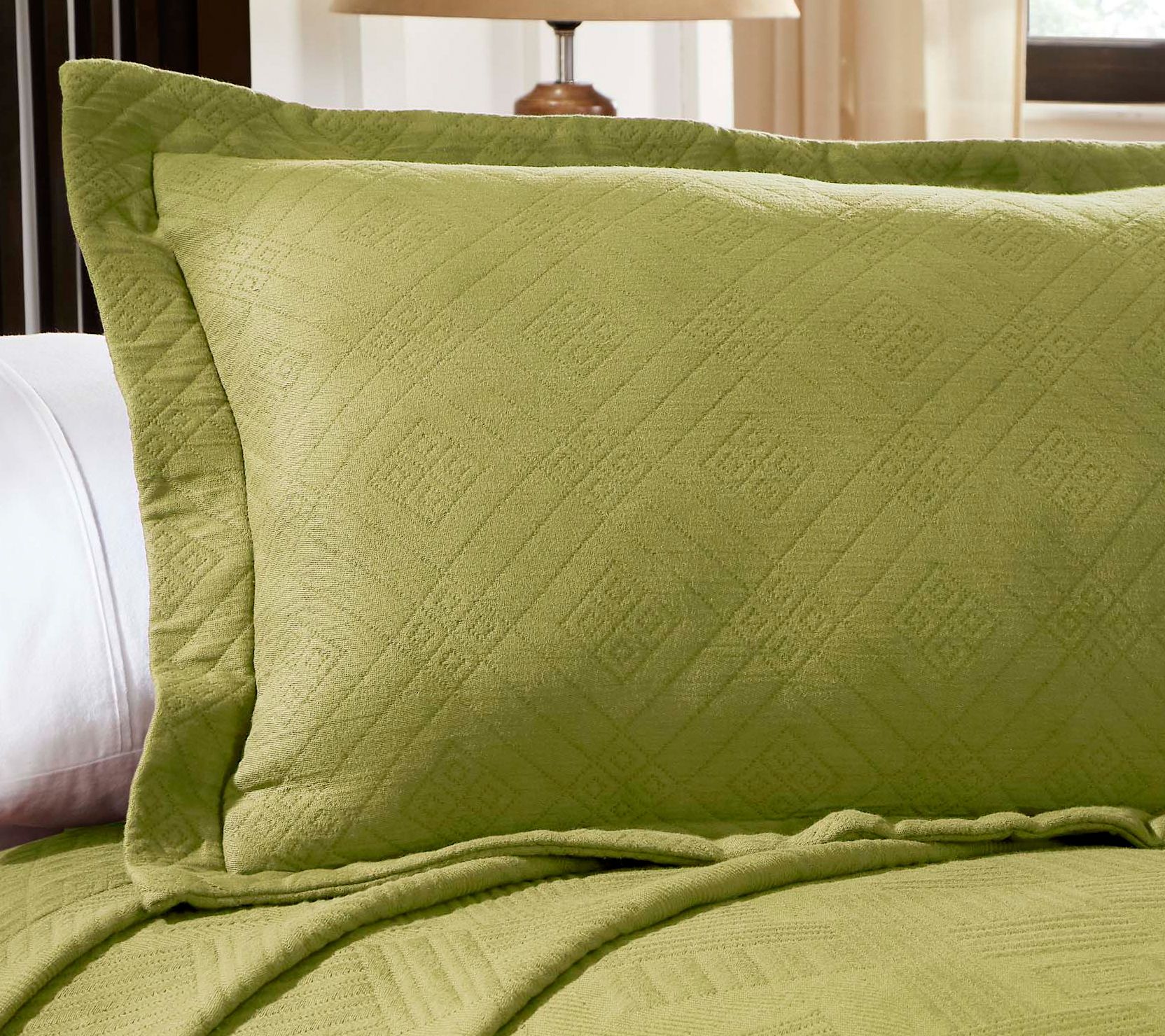 Superior Geometric Fret Cotton ScallopedBedspead Set TW - QVC.com