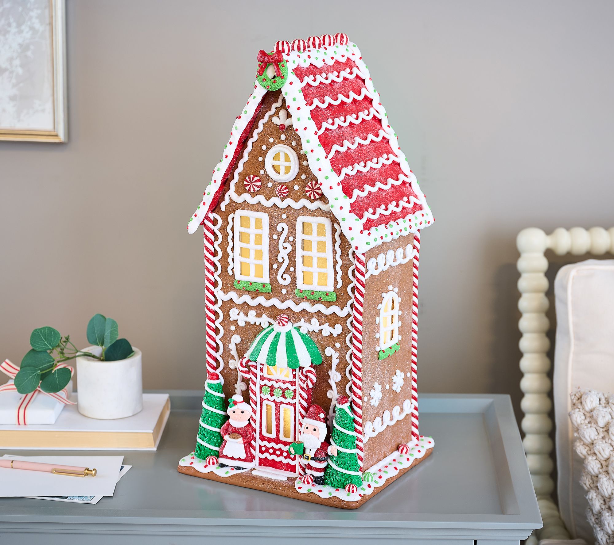 22" Oversized Santa Gingerbread House by Valerie - QVC.com
