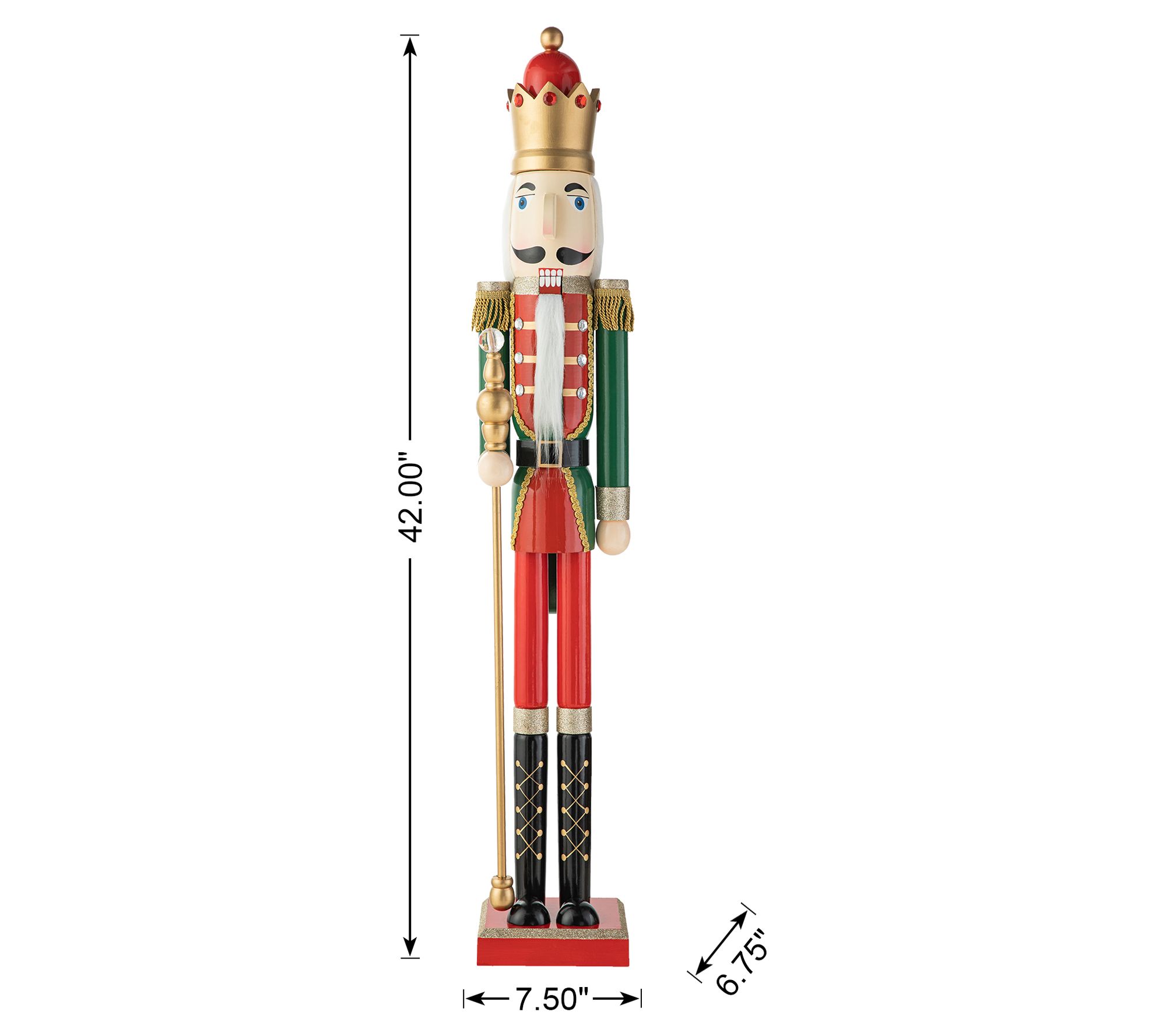 Glitzhome 42"H Wooden Christmas King Nutcracker - QVC.com