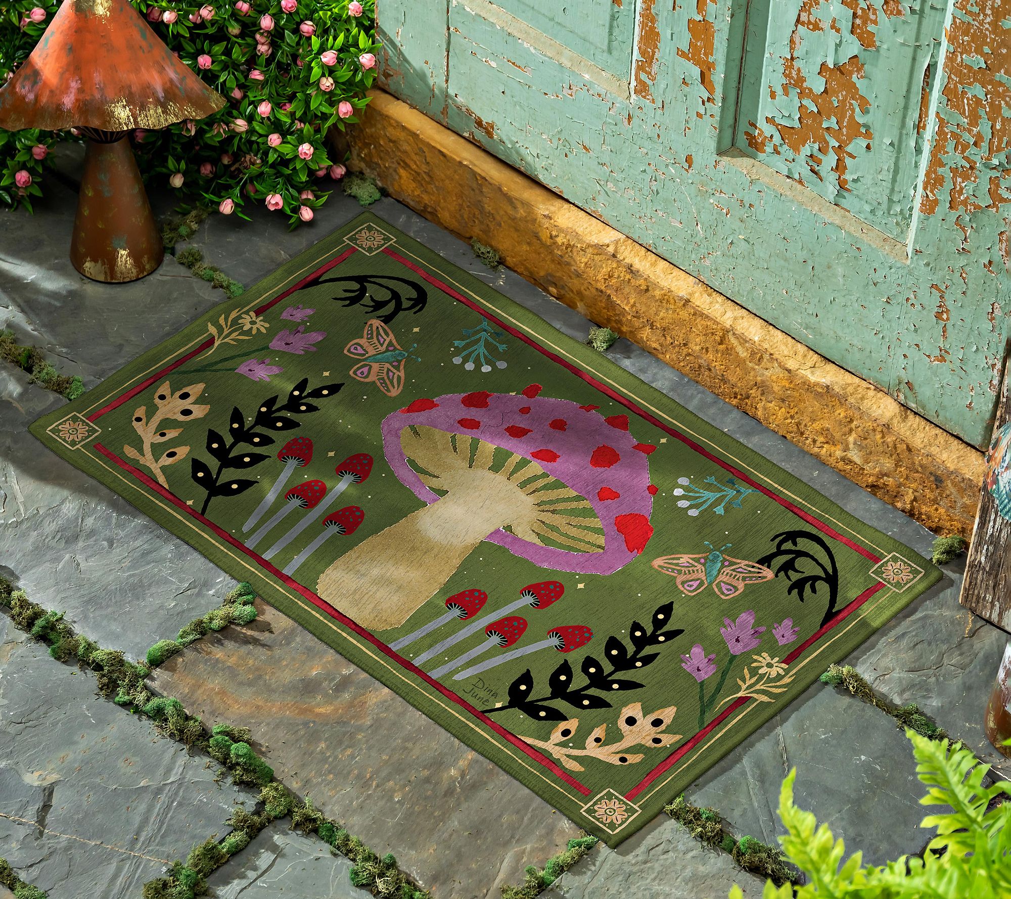 Evergreen Garden Of Wonder Washable Indoor/Outdoor Mat - QVC.com