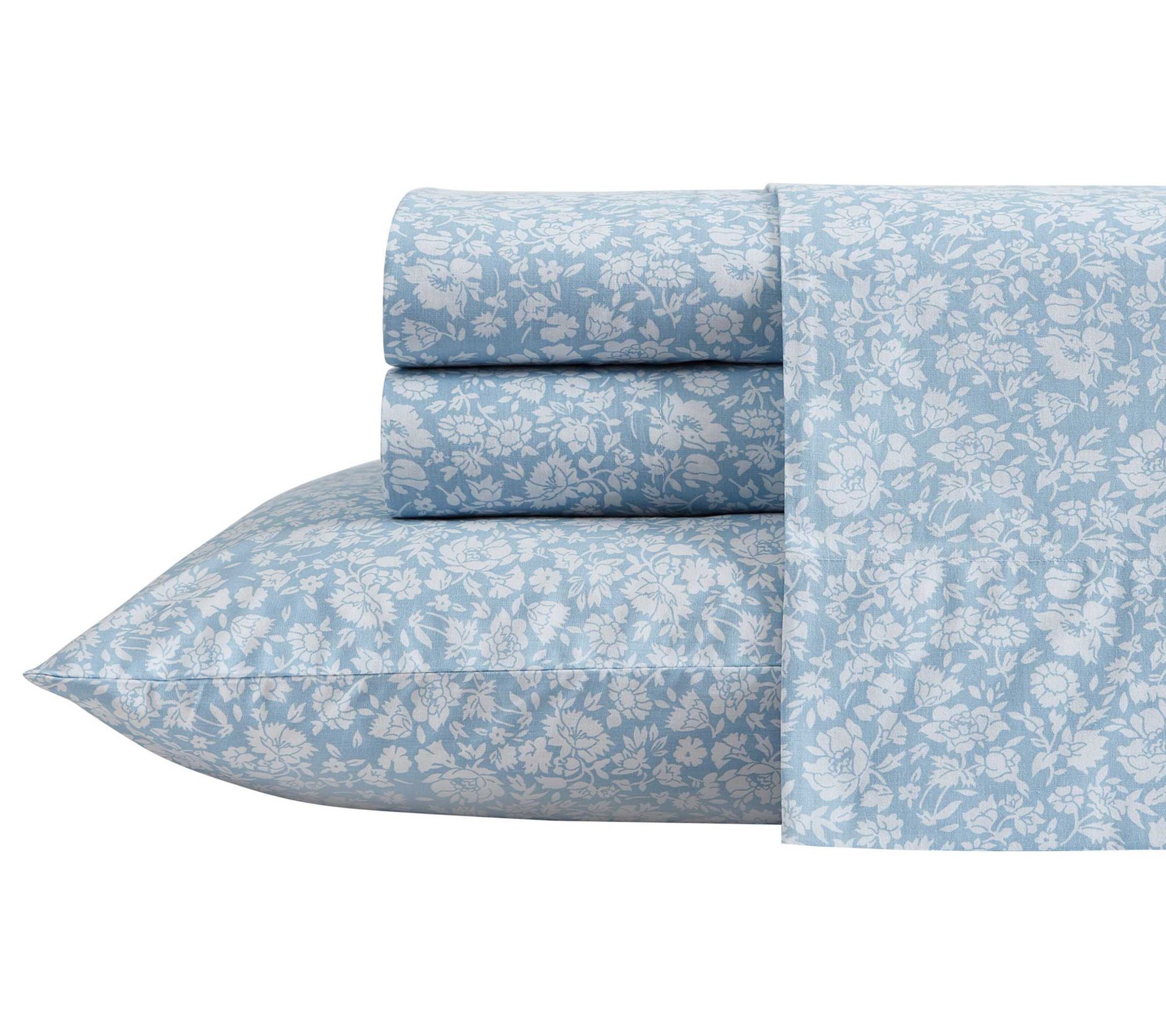 Laura Ashley Heirloom Ditzy Blue Queen Sheet Set - QVC.com