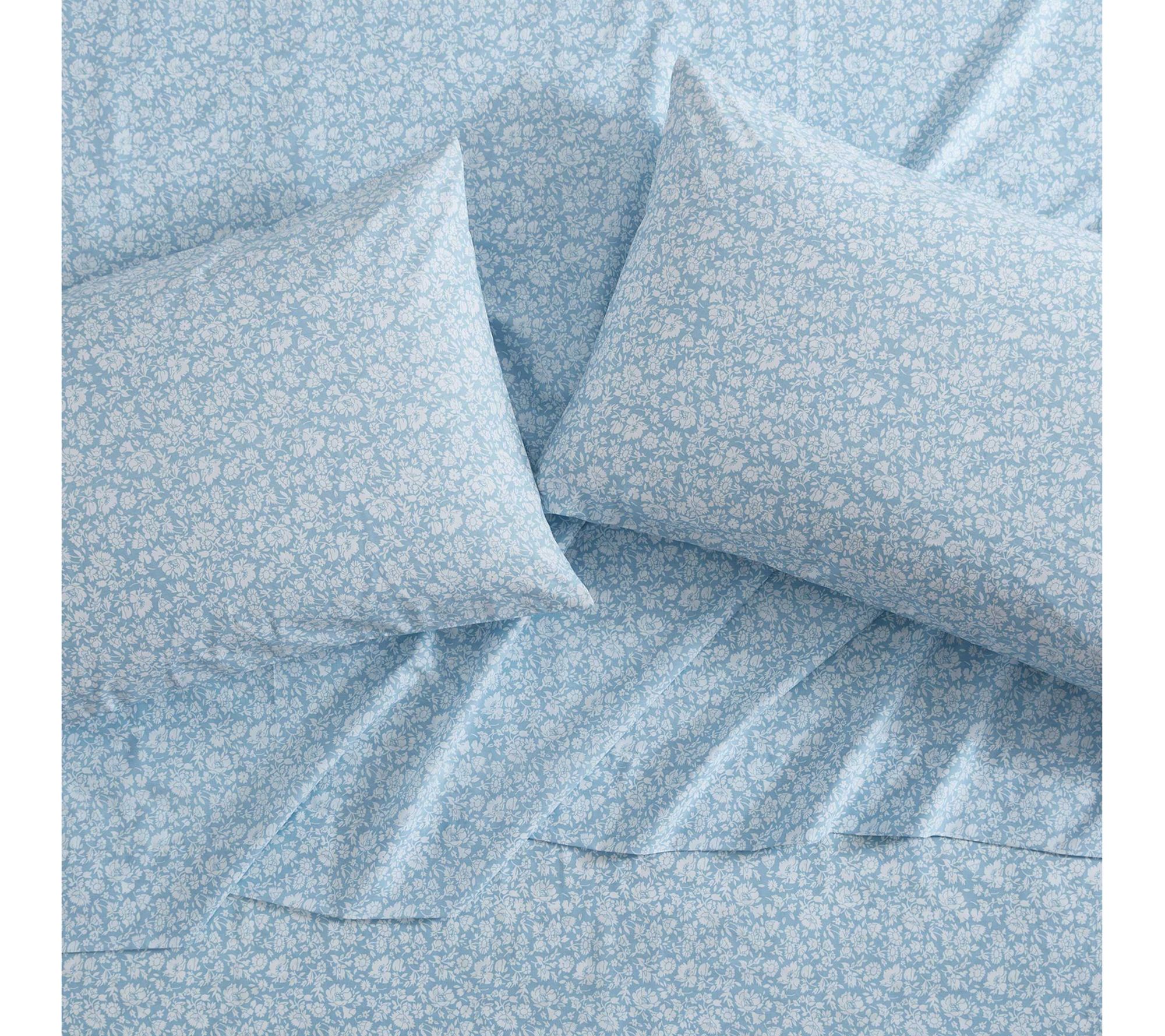 Laura Ashley Heirloom Ditzy Blue Queen Sheet Set - QVC.com