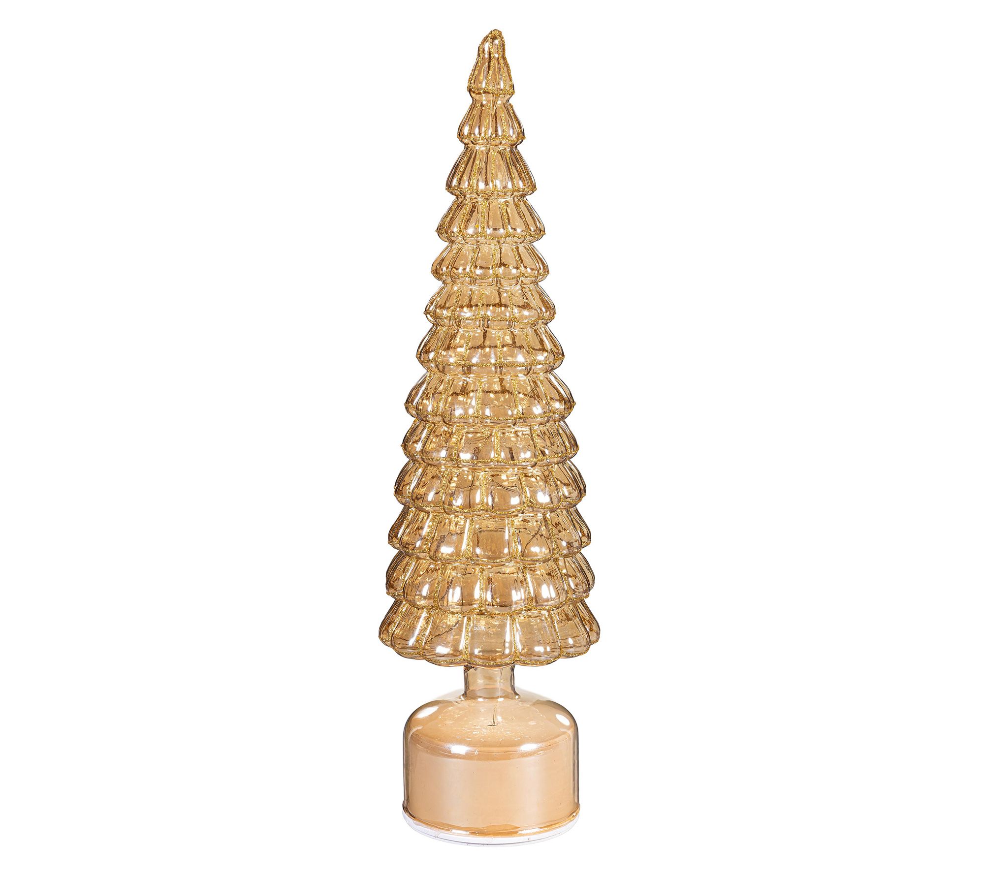 Evergreen 16"H LED Rotating Glass Tree Table Decor - QVC.com