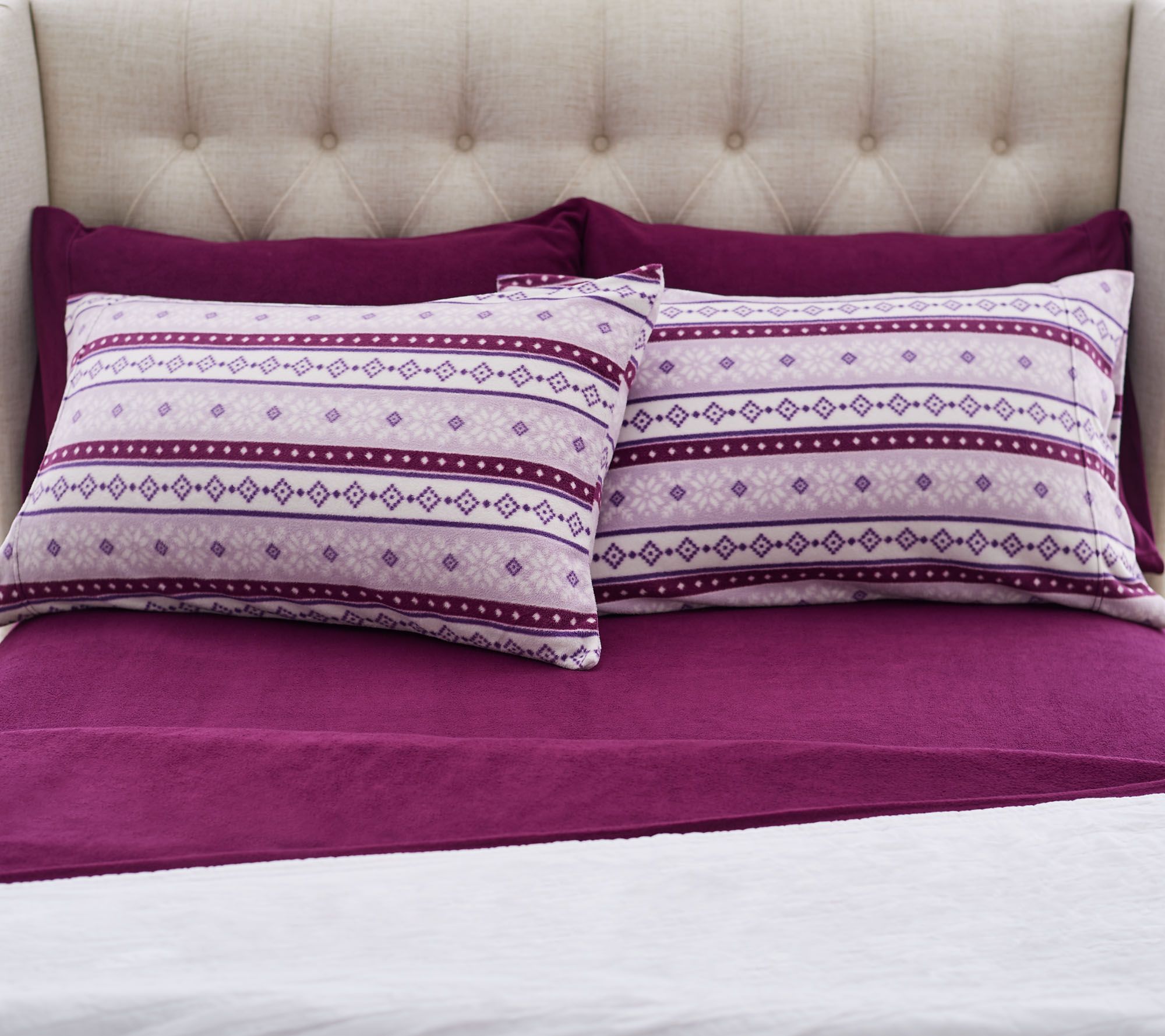 Malden Mills Polarfleece QN Sheet Set w/ Extra Fairisle Pillowcases ...