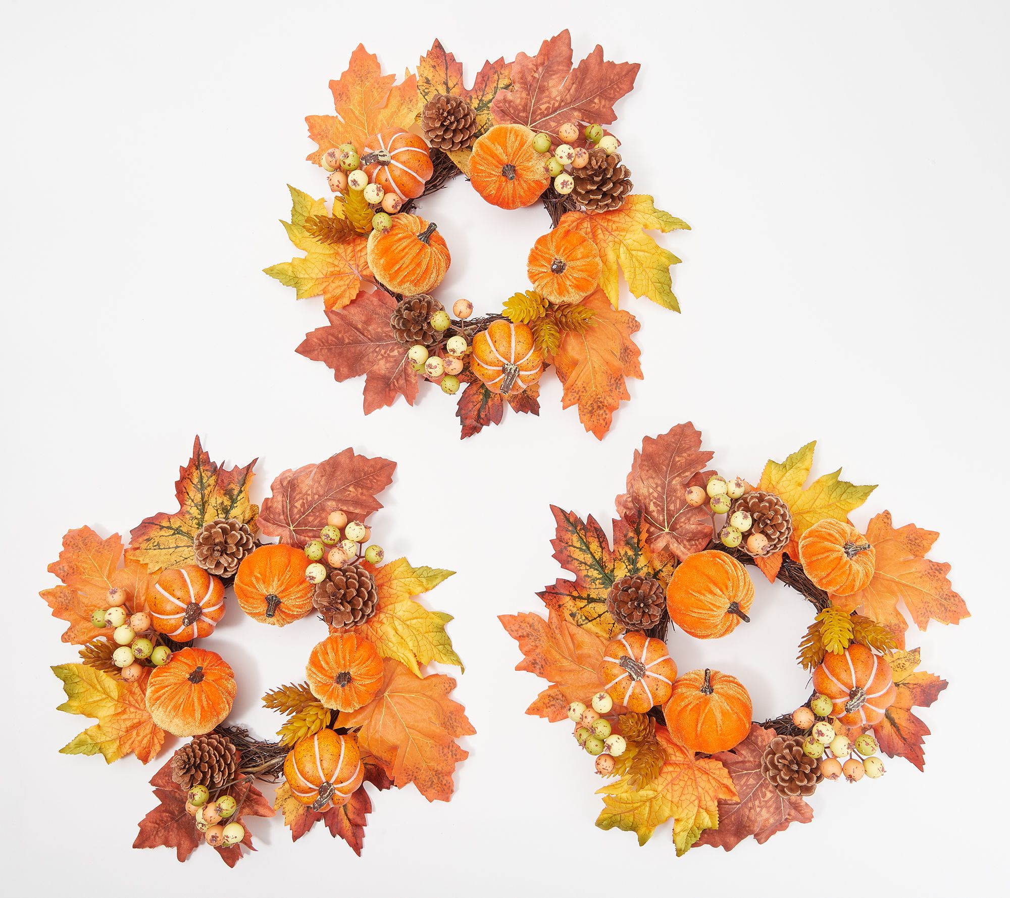 Set of 3 Pumpkin, Berry and Maple Leaf Candle Rings by Valerie - QVC.com