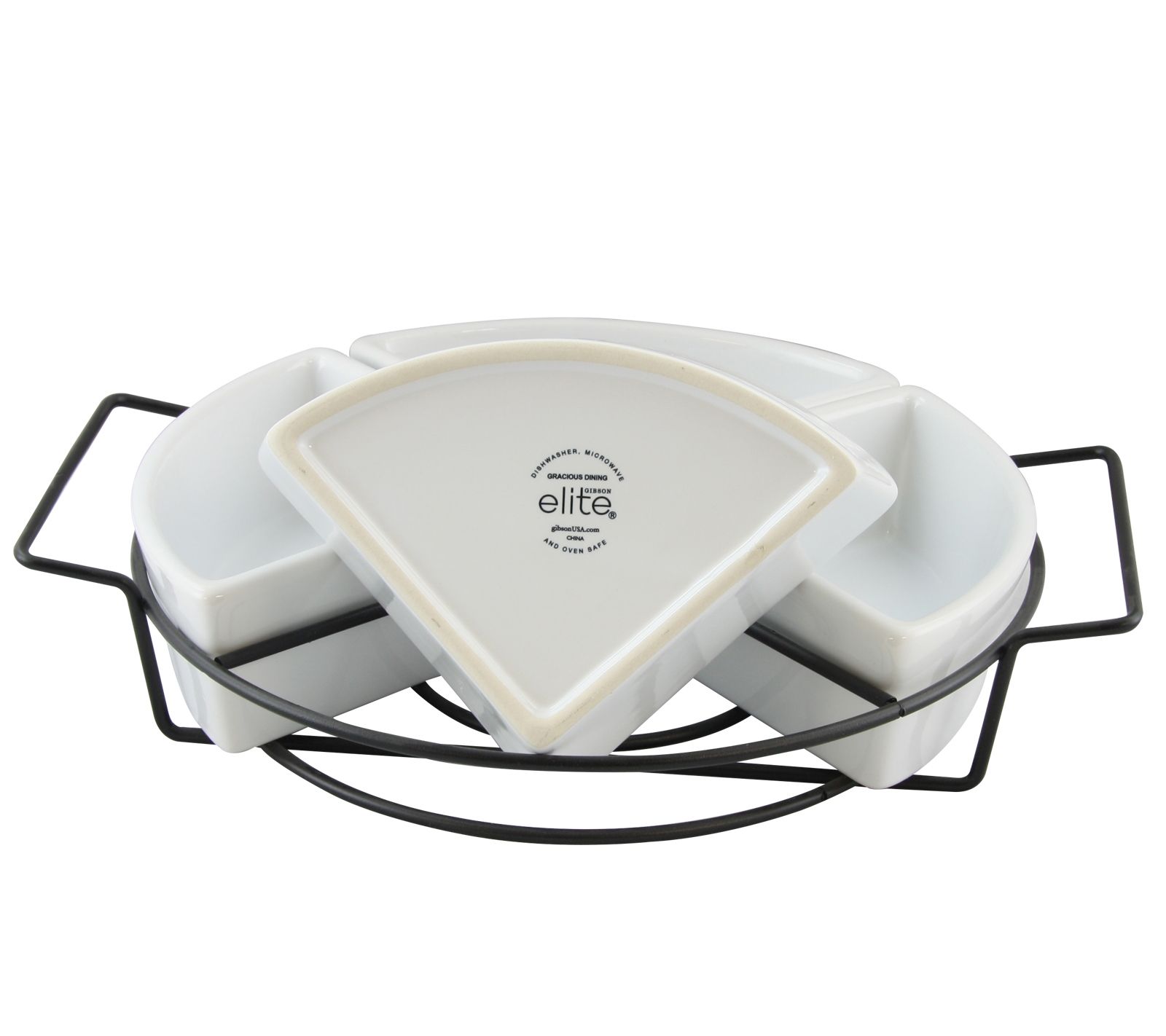 Gracious Dining Ceramic 4-Section Tray with Metal Rack - QVC.com