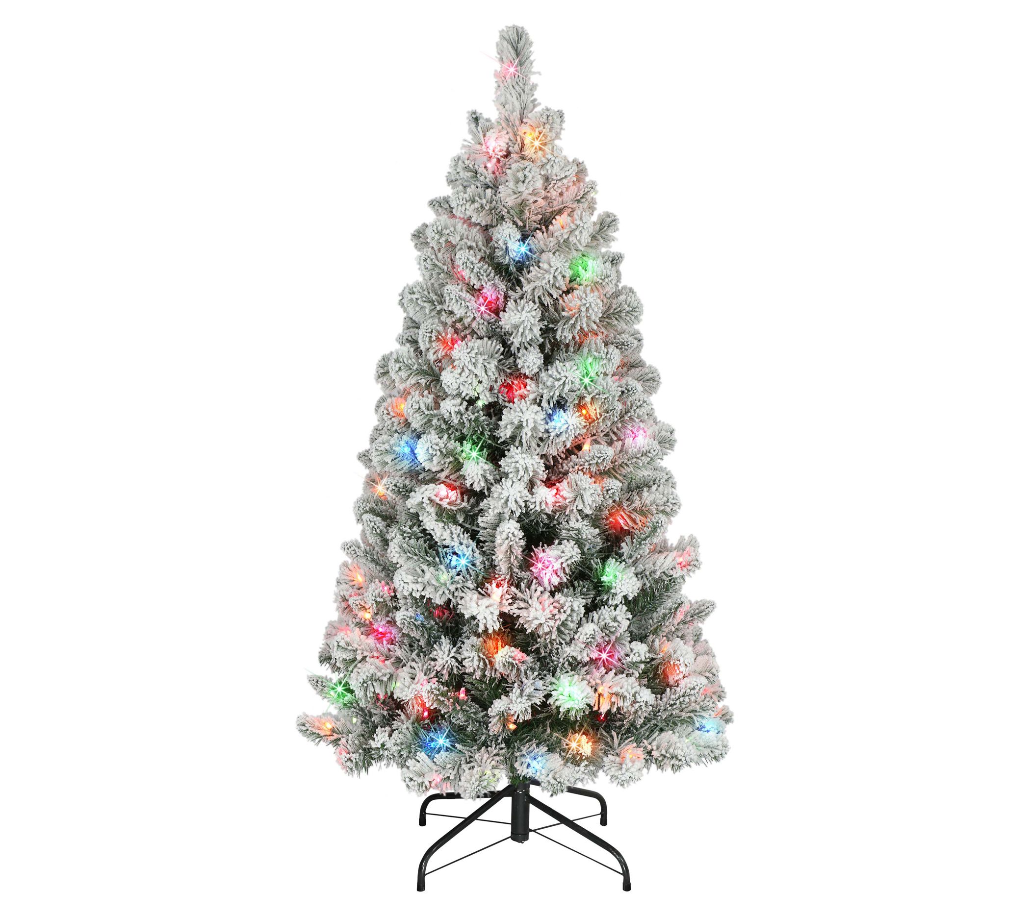 Puleo International 4.5 ft Pre-lit Flocked Virginia Pine Tree - QVC.com