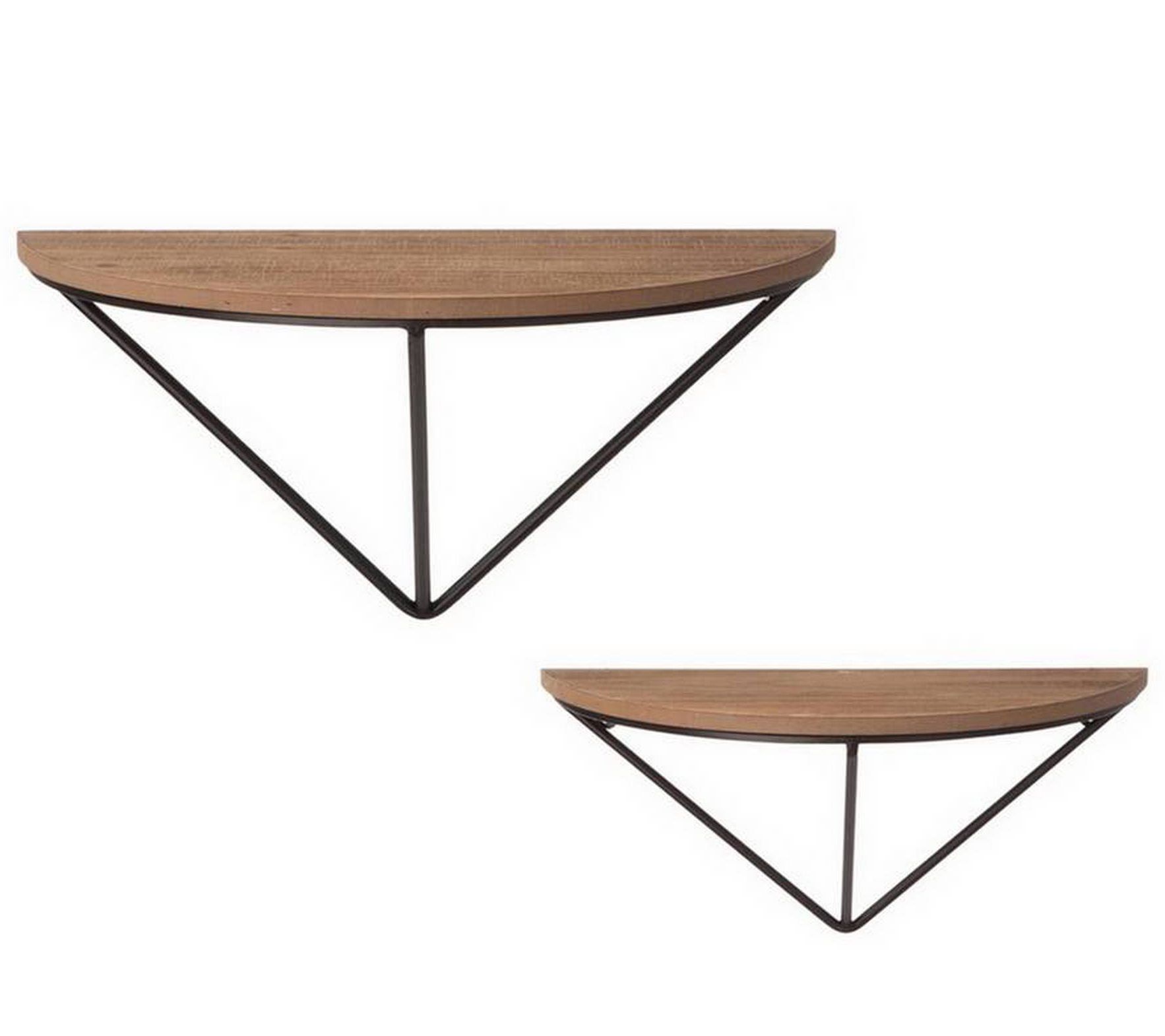 Glitzhome S/2 Geometric Triangle Metal & WoodenWall Shelves - QVC.com