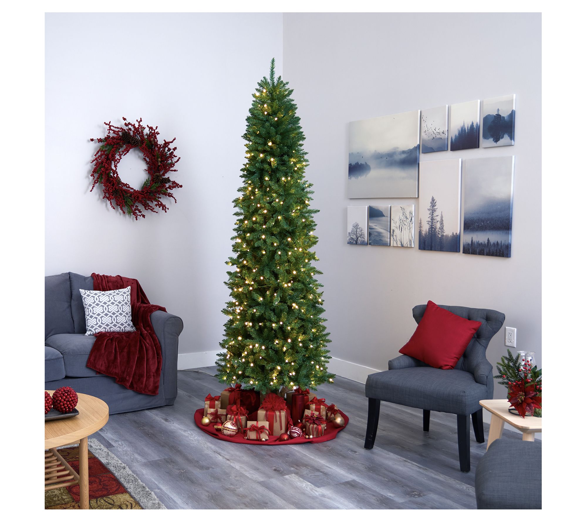 Nearly Natural 8' Slim Mountain Pine Faux Christmas Tree - QVC.com