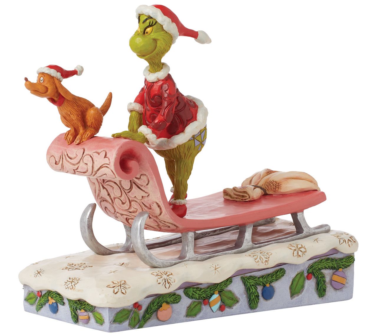 Grinch by Jim Shore Grinch and Max on Sled - QVC.com