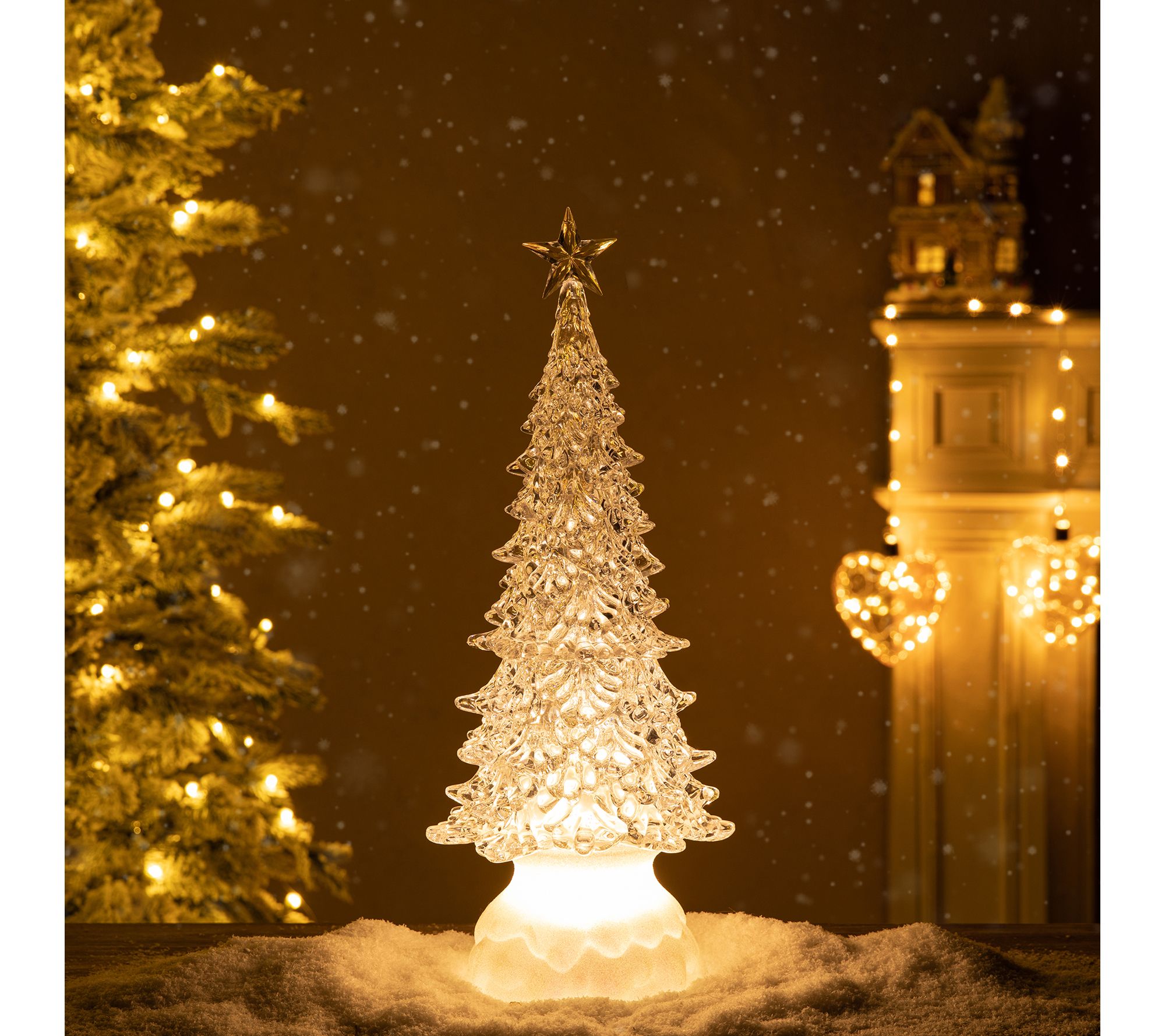 Glitzhome 18.5"H LED Color Rotating LED Christmas Table Tree - QVC.com