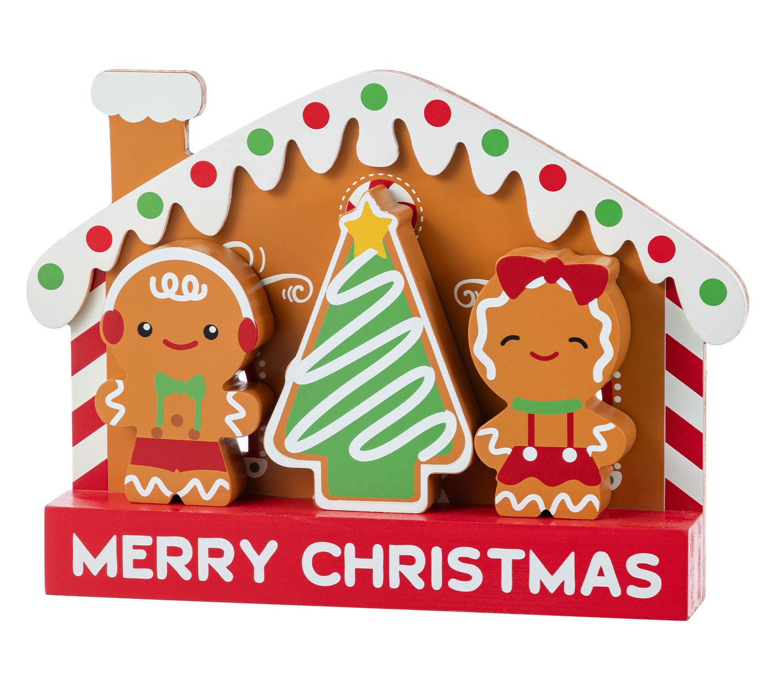 Glitzhome S/4 Wooden Christmas Gingerbread House Table Decor - QVC.com