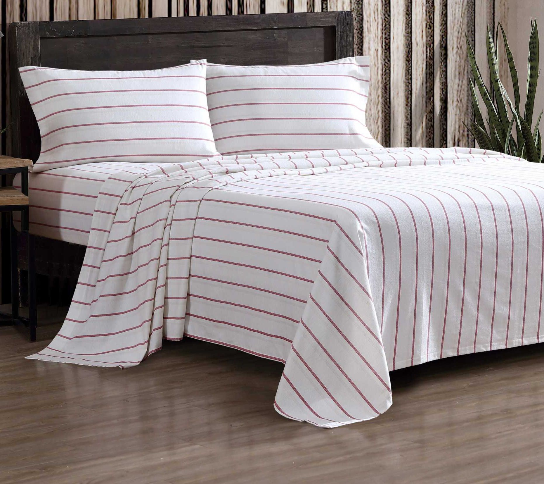 Eddie Bauer Cooper Falls Red Cotton Flannel Queen Sheet Set - QVC.com