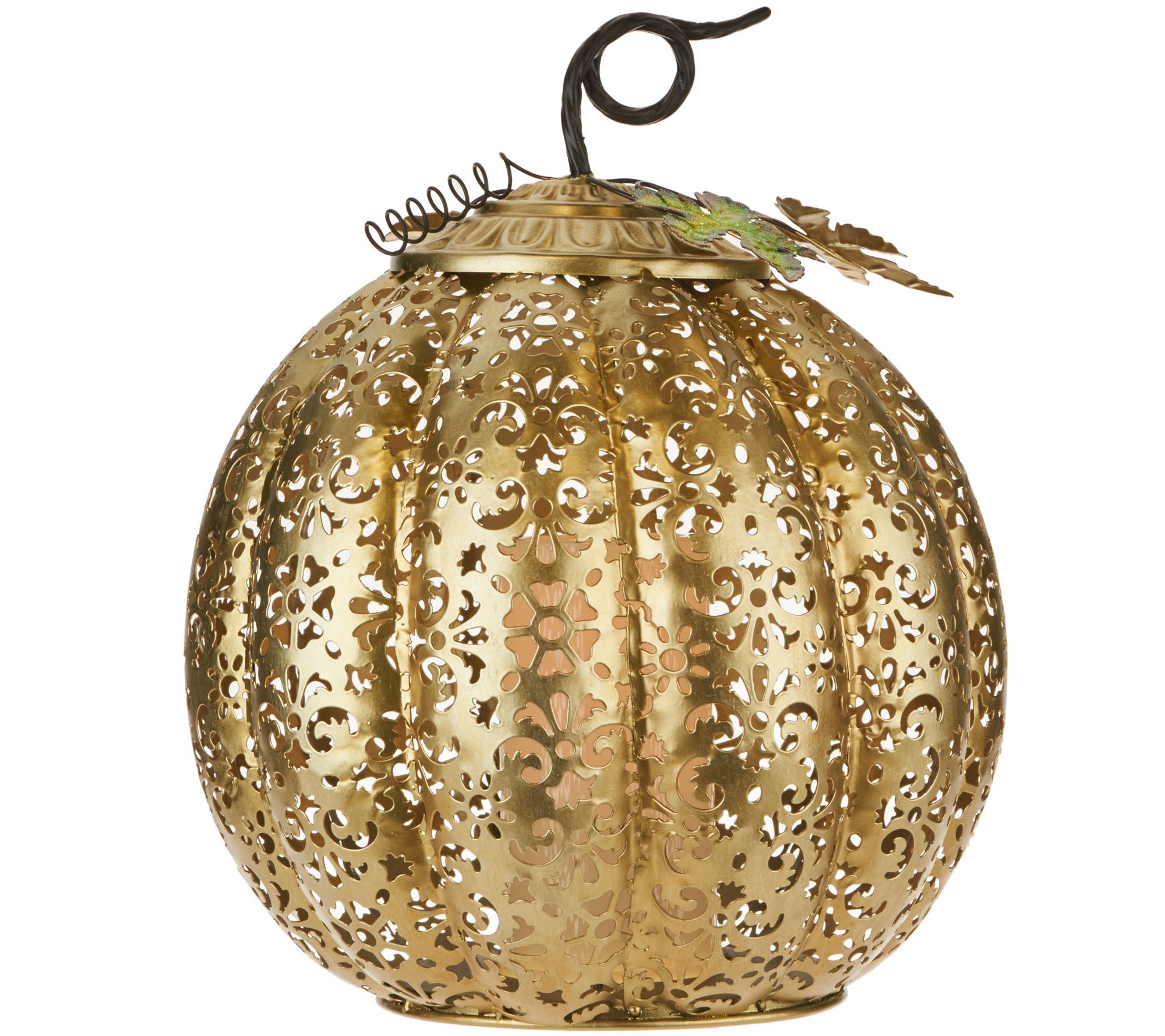 "As Is" 13.5" Lit Punched Metal Pumpkin by Home Reflections - QVC.com