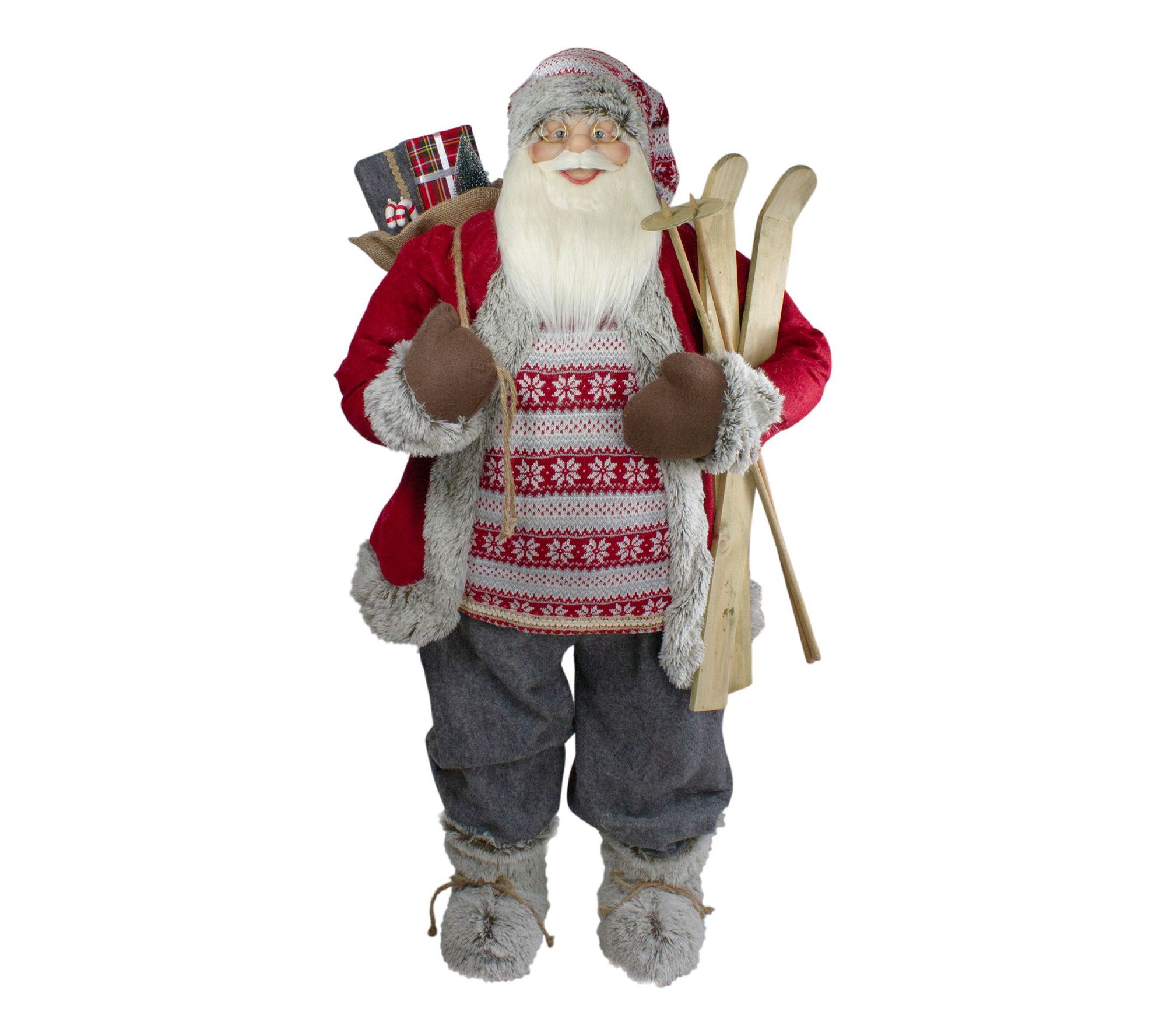 Northlight 4' Standing Santa Figure with Skis and Fur Boots - QVC.com