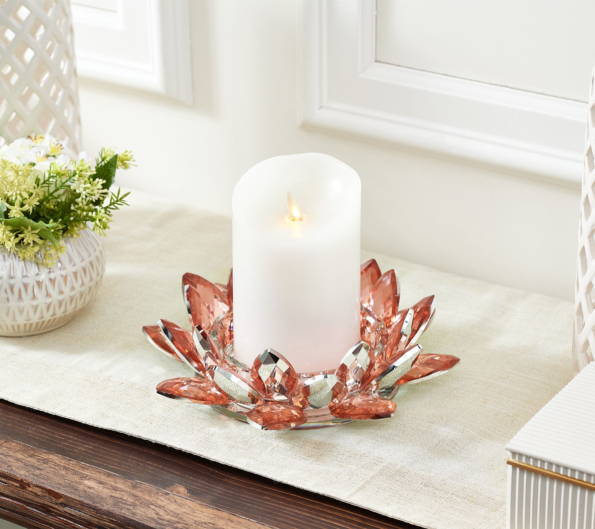 "As Is" 10" Mirrored Faceted Glass Lotus Holder by Valerie - QVC.com